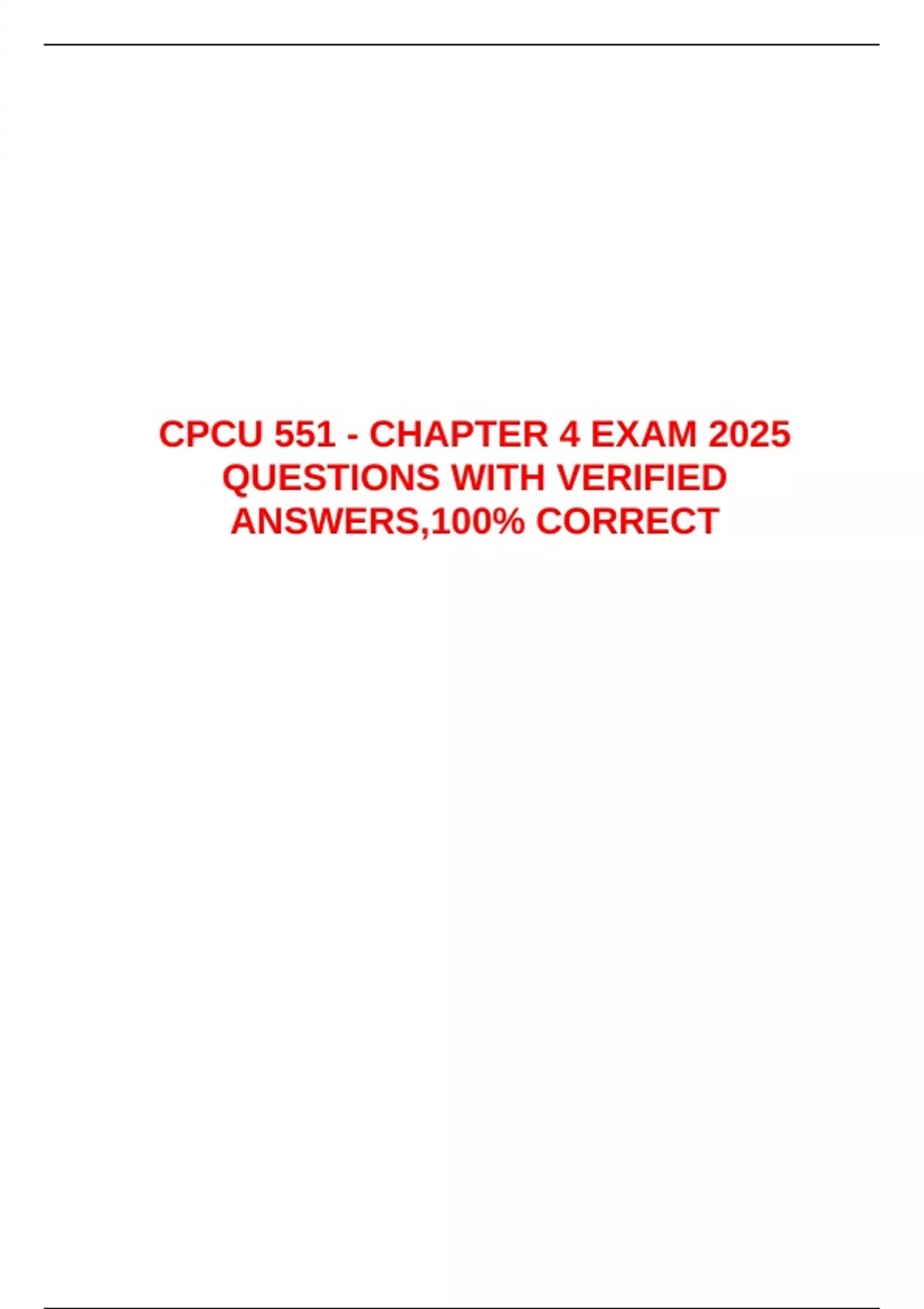 CPCU 551 - CHAPTER 4 EXAM 2025 QUESTIONS WITH VERIFIED ANSWERS,100% ...