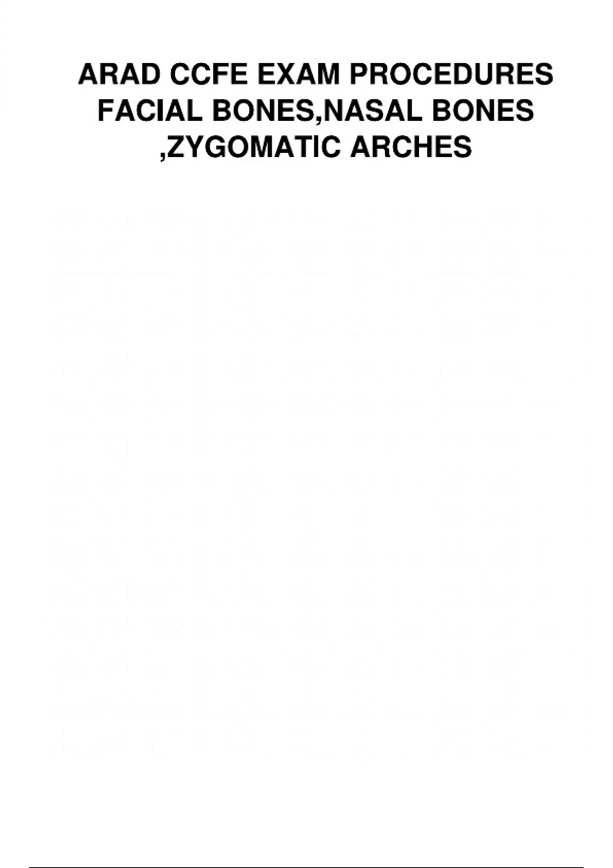ARAD CCFE EXAM (LATEST UPDATE) PROCEDURES FACIAL BONES,NASAL BONES ...