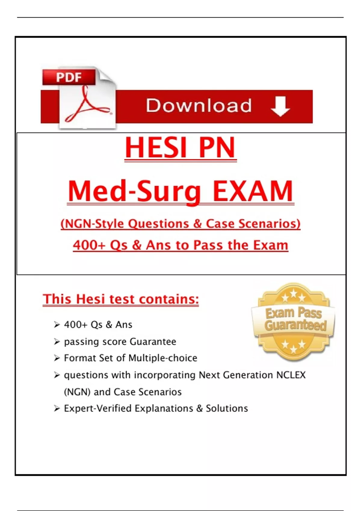 (2024 / 2025) HESI PN Med-Surg Exam TEST BANK (400+ Ques & Ans) with ...