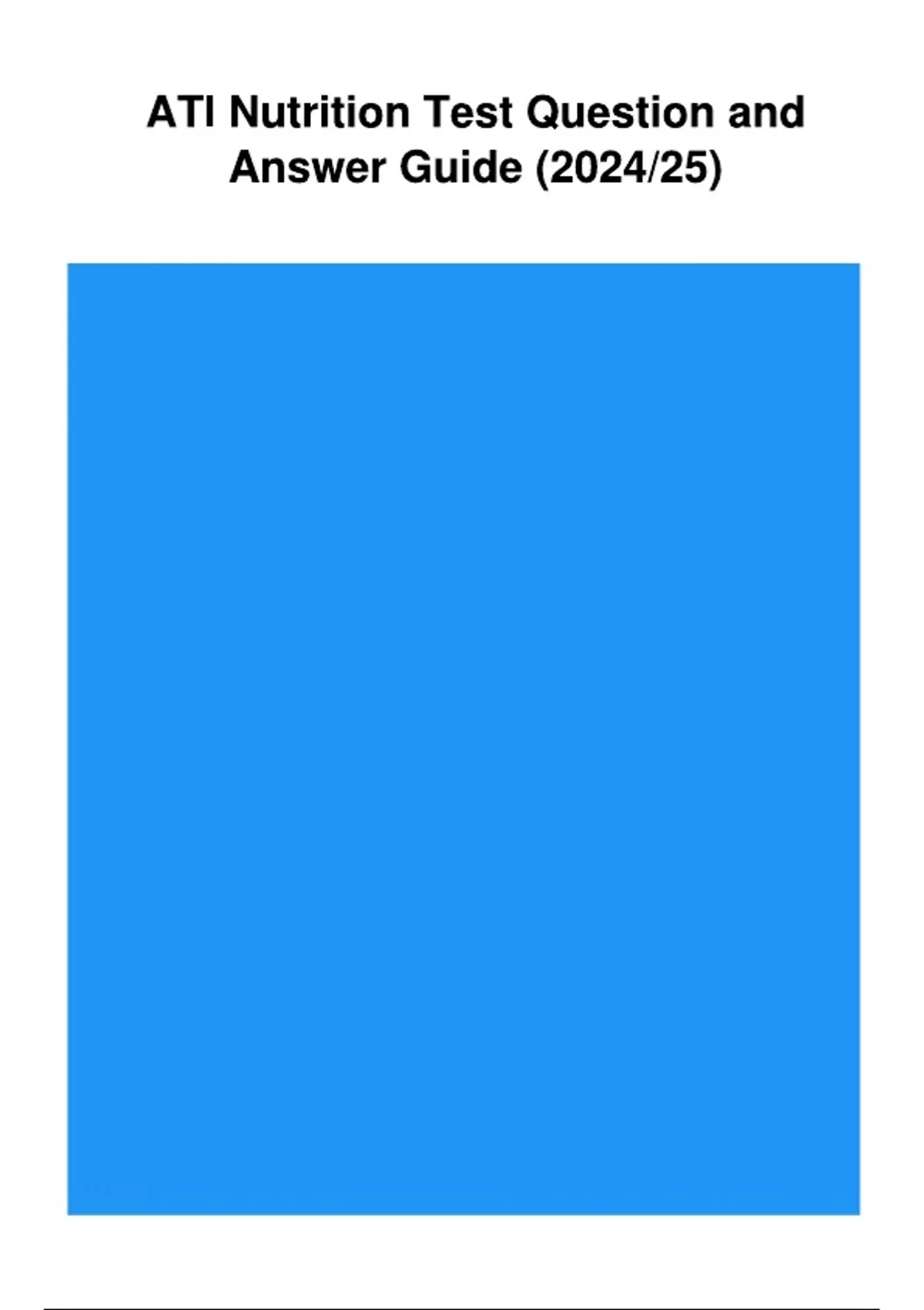 ATI Nutrition Test QUESTIONS WITH VERIFIED CORRECT ANSWERS, (LATEST ...