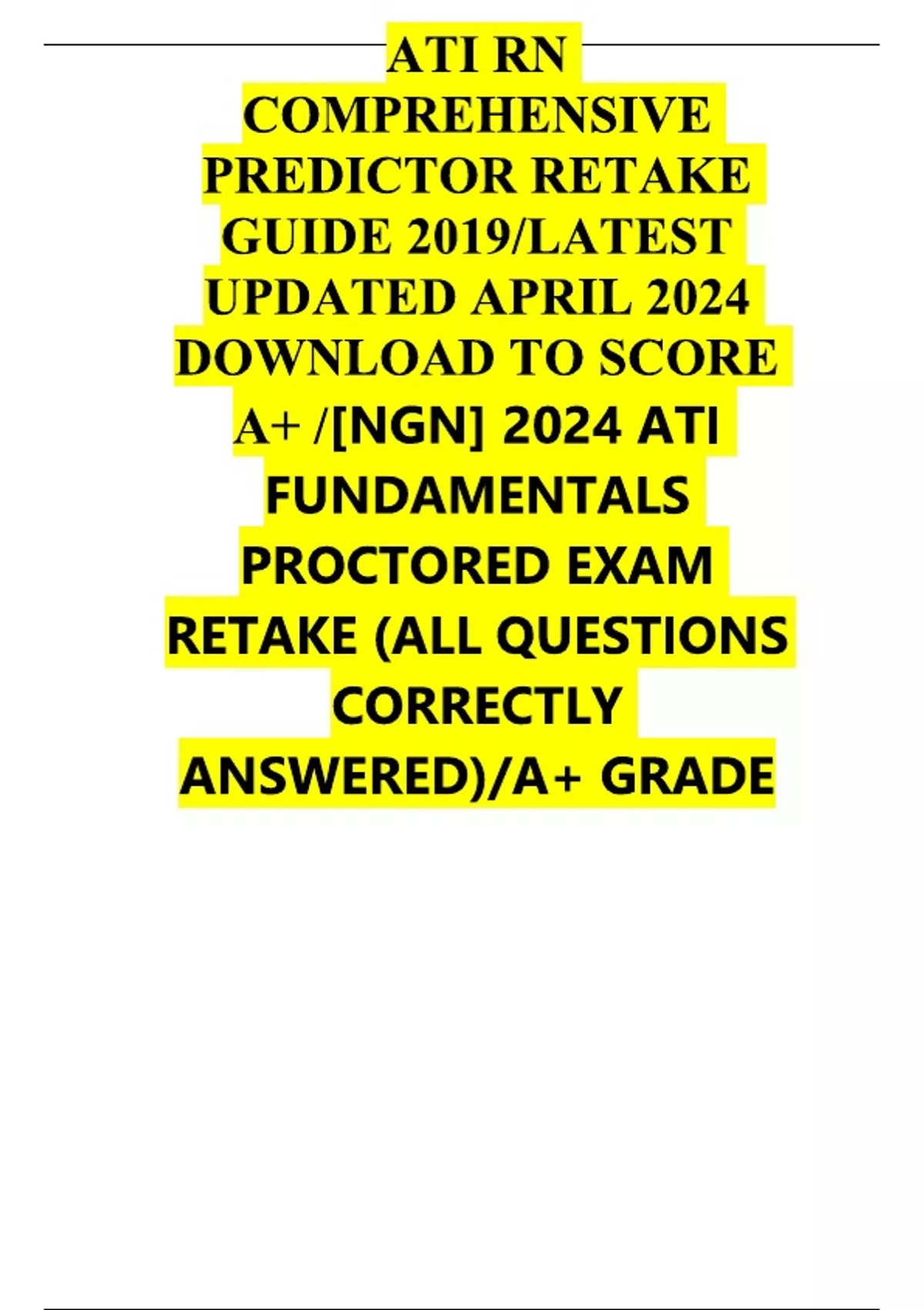 ATI RN COMPREHENSIVE PREDICTOR RETAKE GUIDE (NEW 2025 / 2026 UPDATE ...