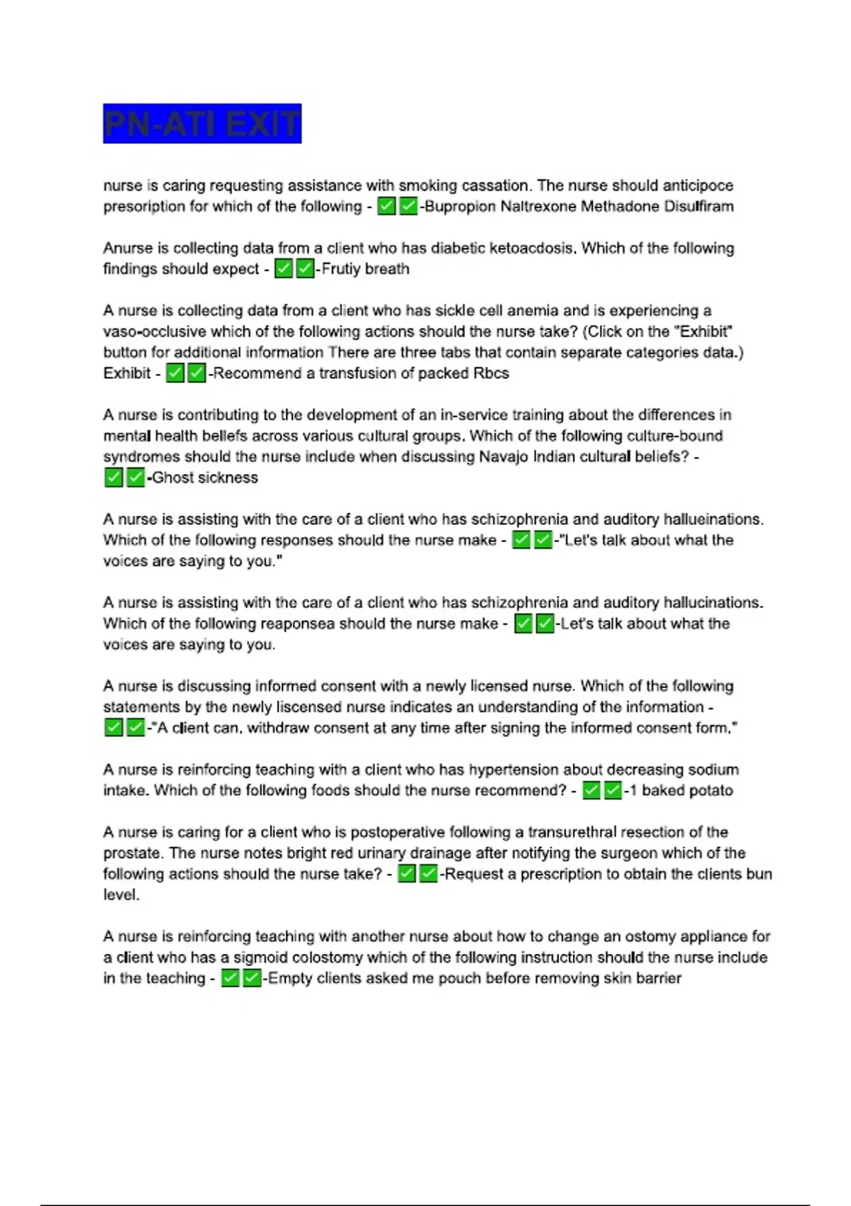 PN ATI EXIT Exam Complete Set Review (New 2025 / 2026 Update) Questions ...