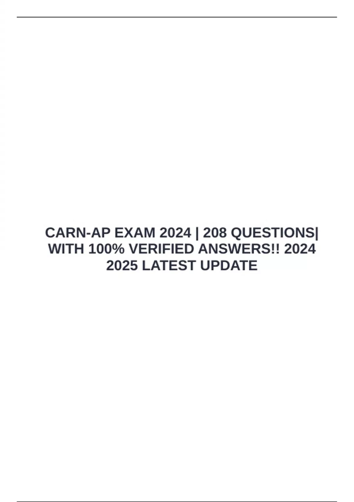 CARN EXAM QUESTIONS| WITH 100% VERIFIED ANSWERS!! LATEST UPDATE - CARN ...