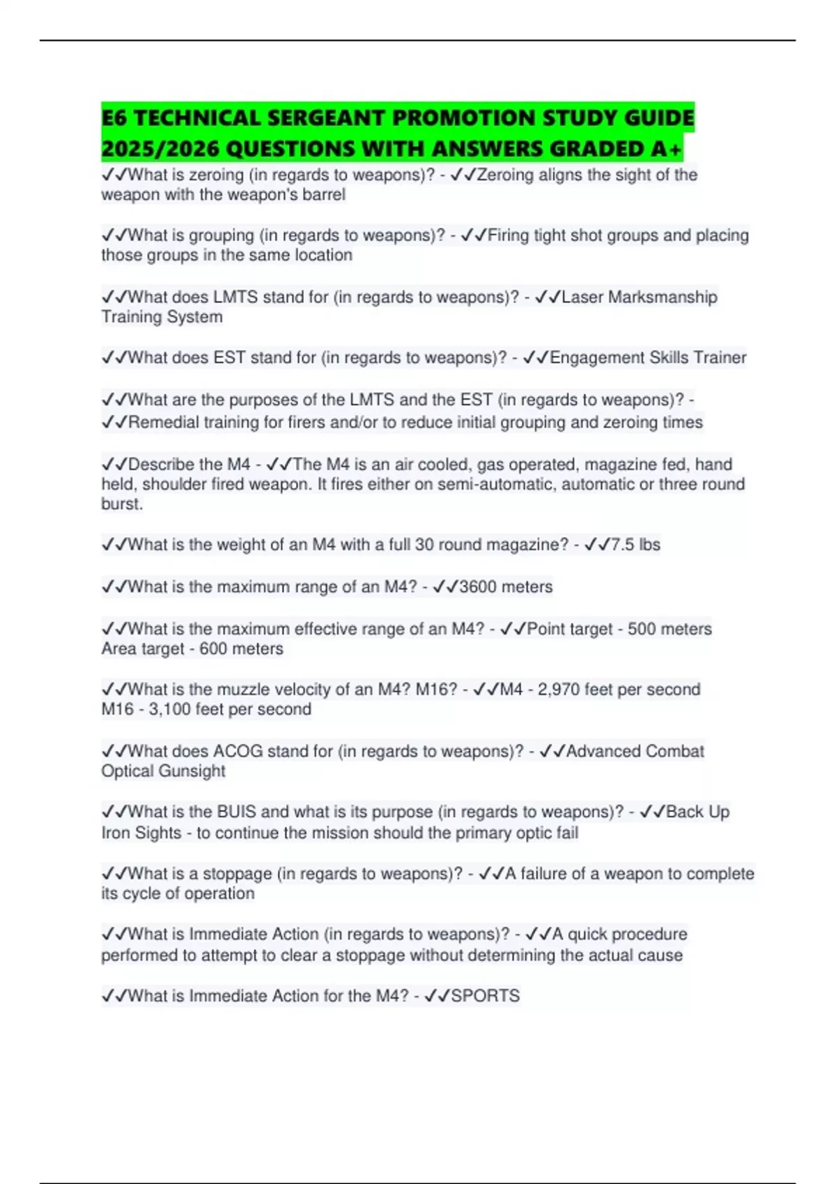E6 TECHNICAL SERGEANT PROMOTION STUDY GUIDE 2025/2026 QUESTIONS WITH ...