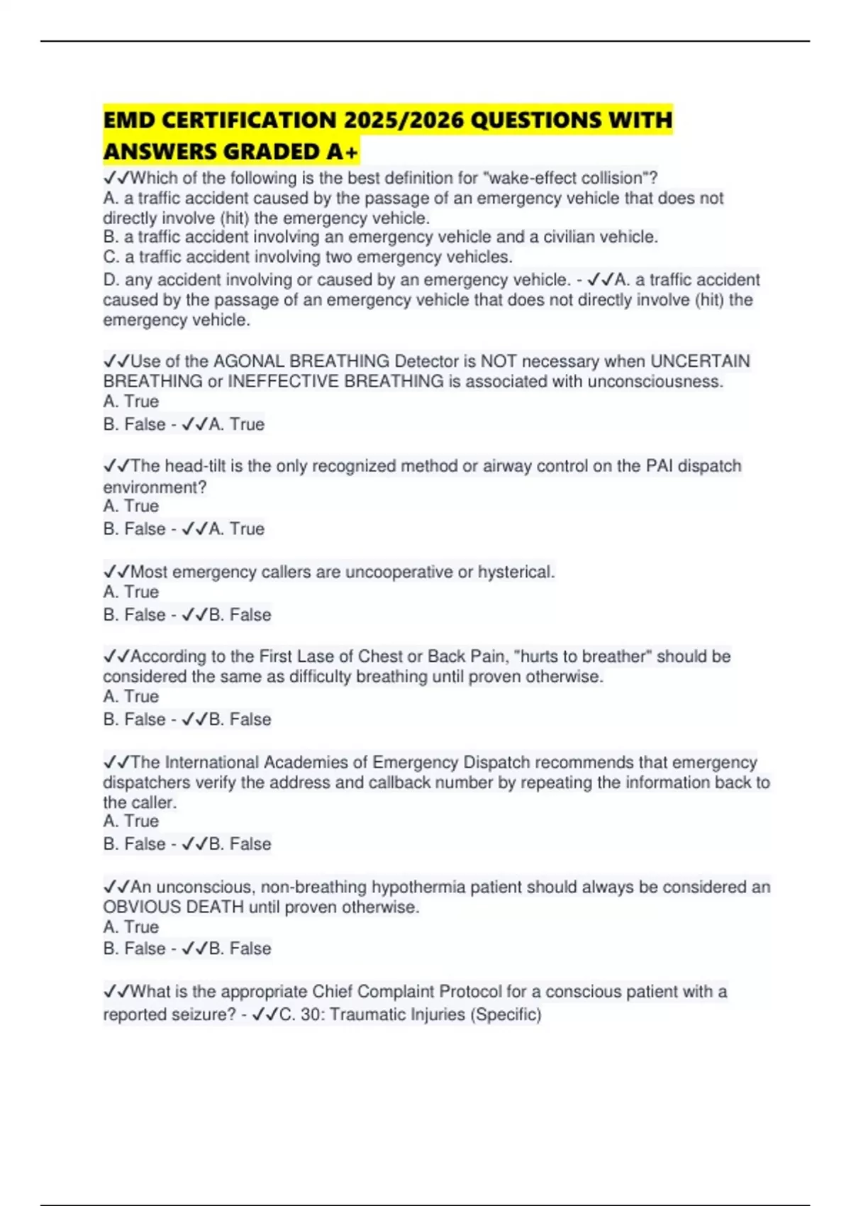 EMD CERTIFICATION 2025/2026 QUESTIONS WITH ANSWERS GRADED A+ - EMD ...