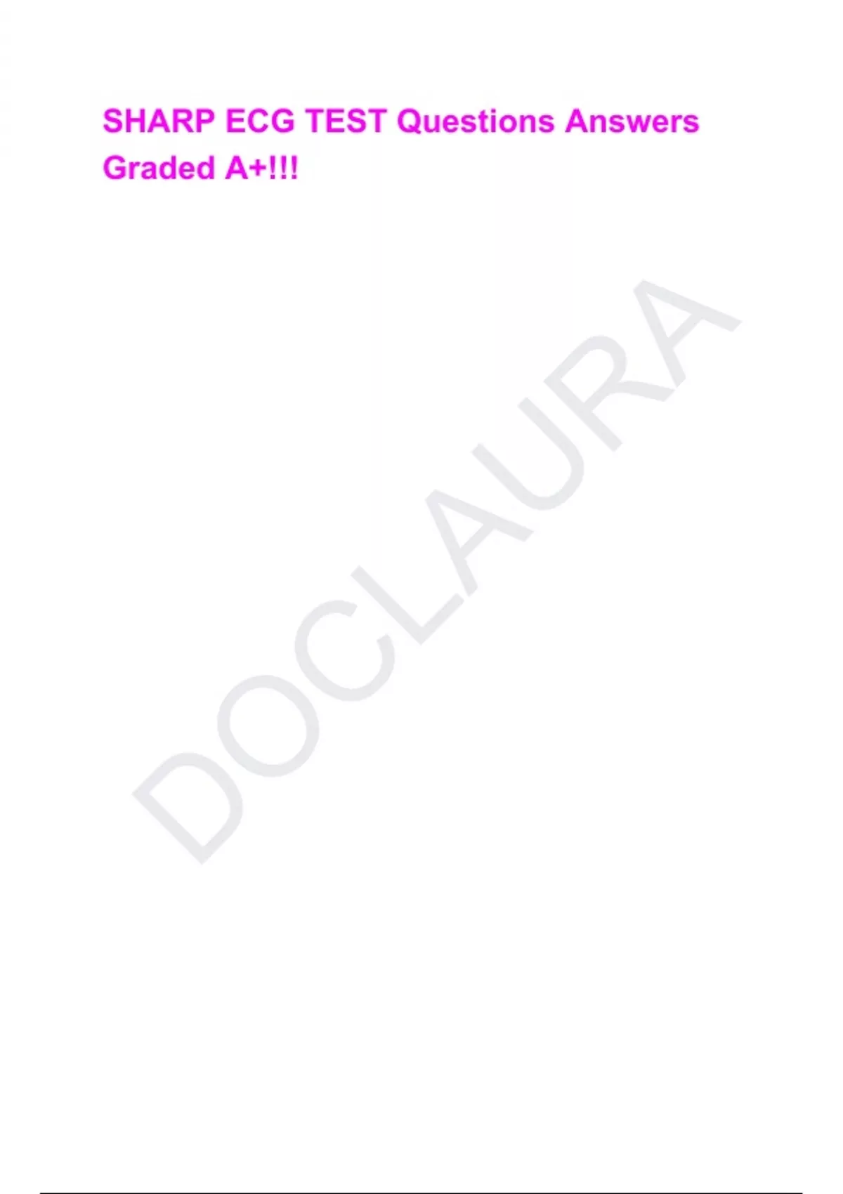SHARP ECG TEST Questions Answers Graded A+!!! - Sharp ESO - Stuvia US