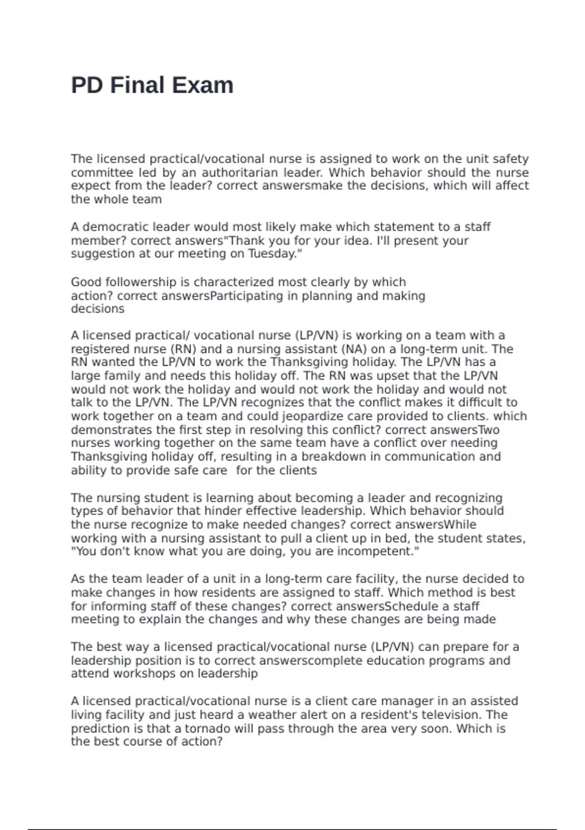 PD Final Exam with 100% correct answers 2025 - PD Fina - Stuvia US