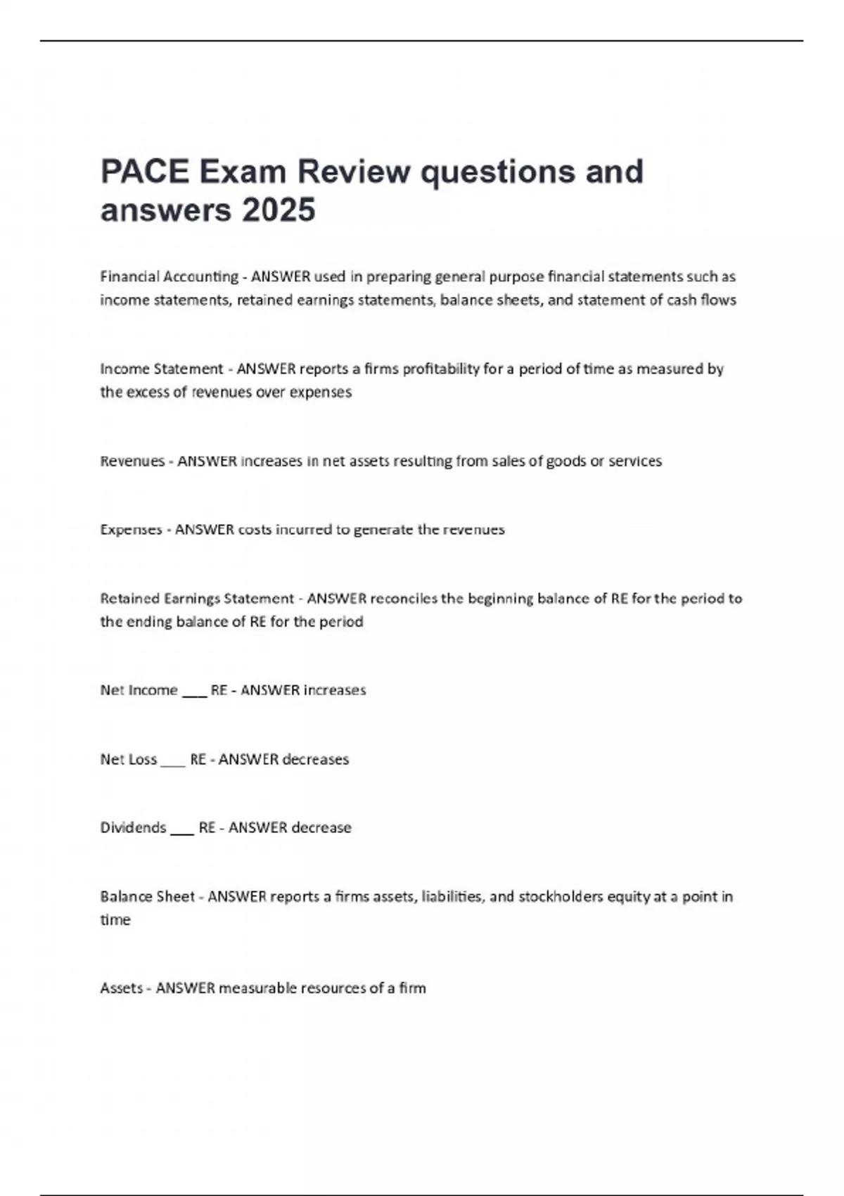 PACE Exam Review questions and answers 2025 - PACE - Stuvia US