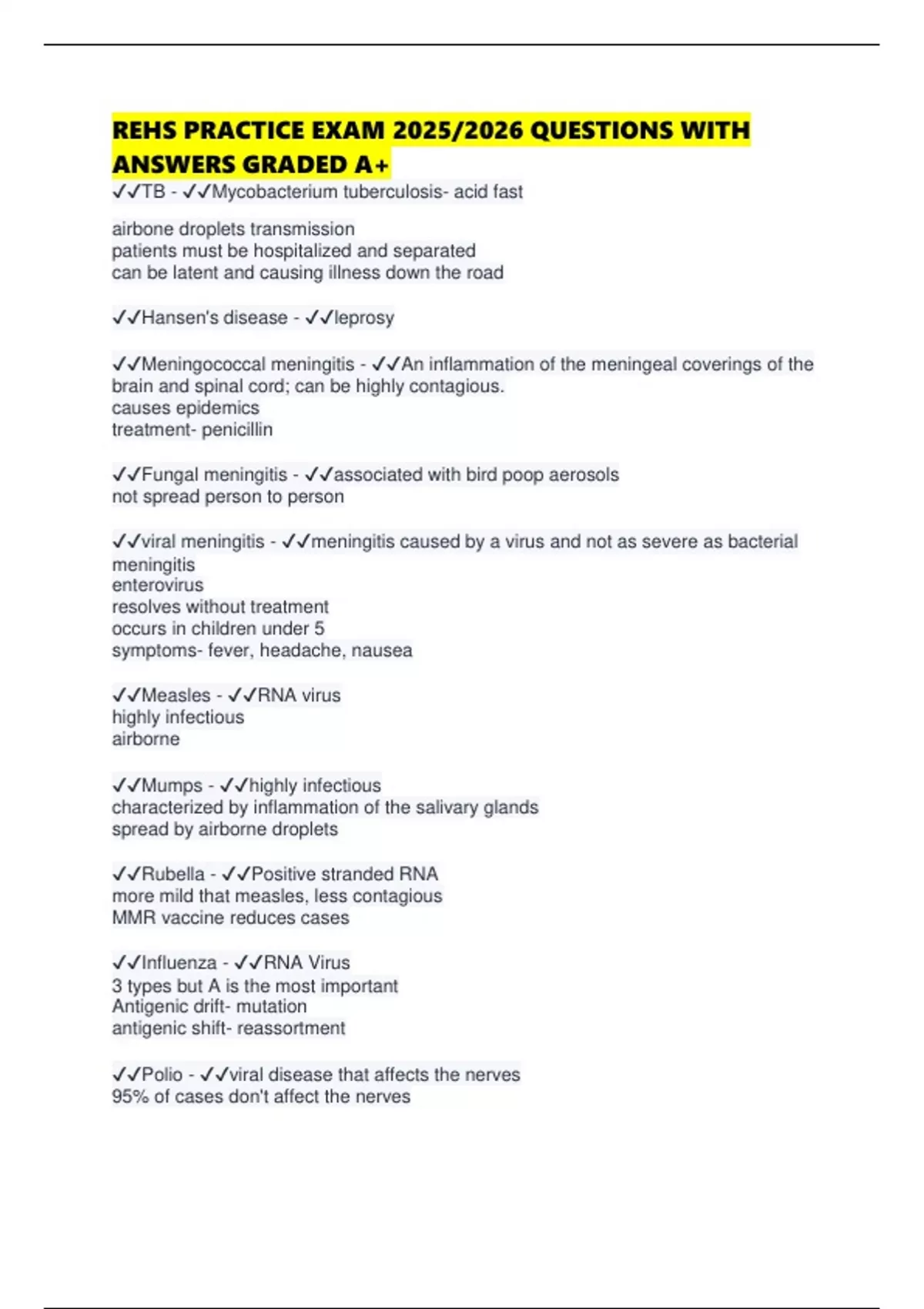 REHS PRACTICE EXAM 2025/2026 QUESTIONS WITH ANSWERS GRADED A+ - REHS ...