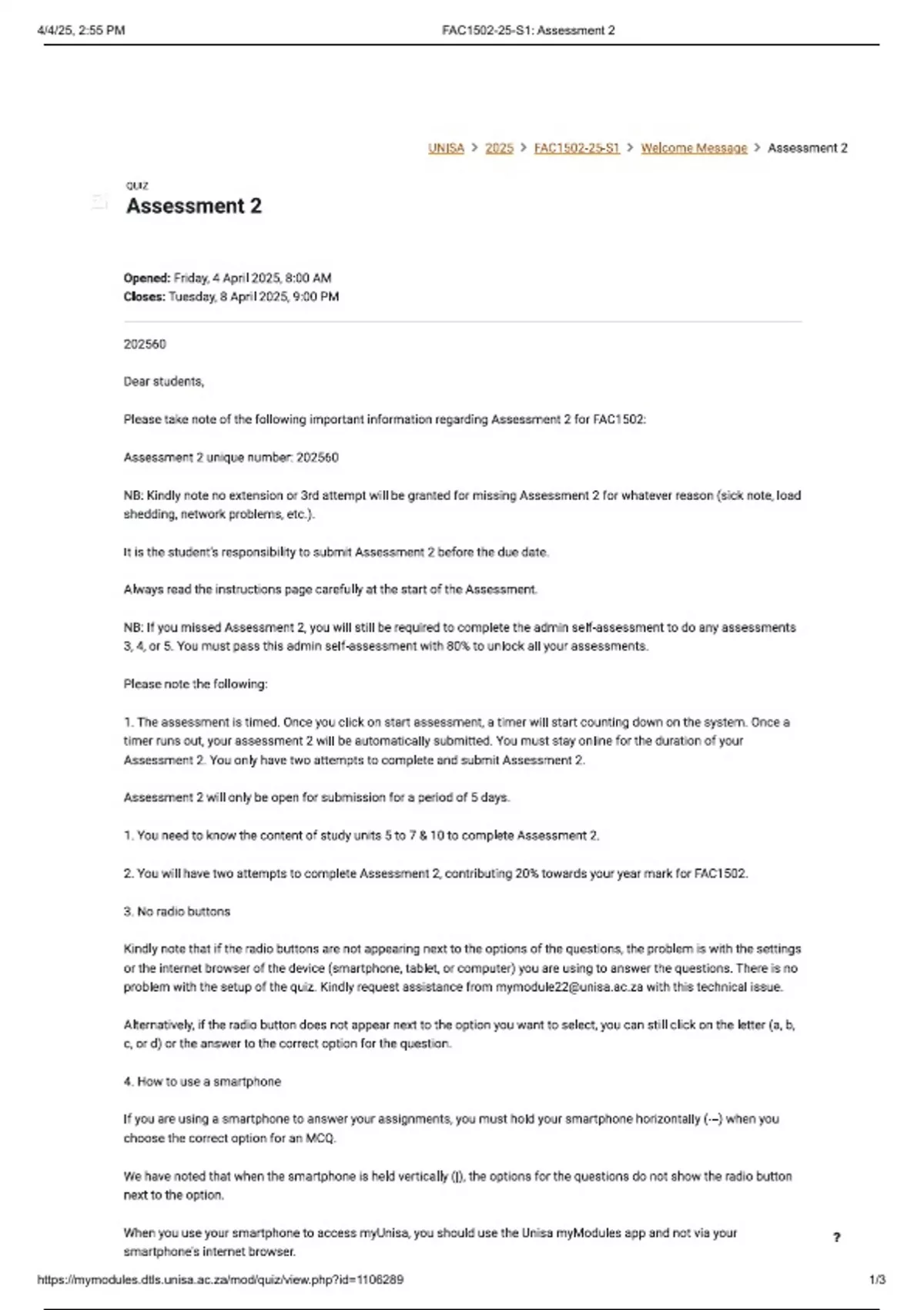 Fac1502 Assignment 2 Semester 1 2025 - Financial Accounting Principles ...