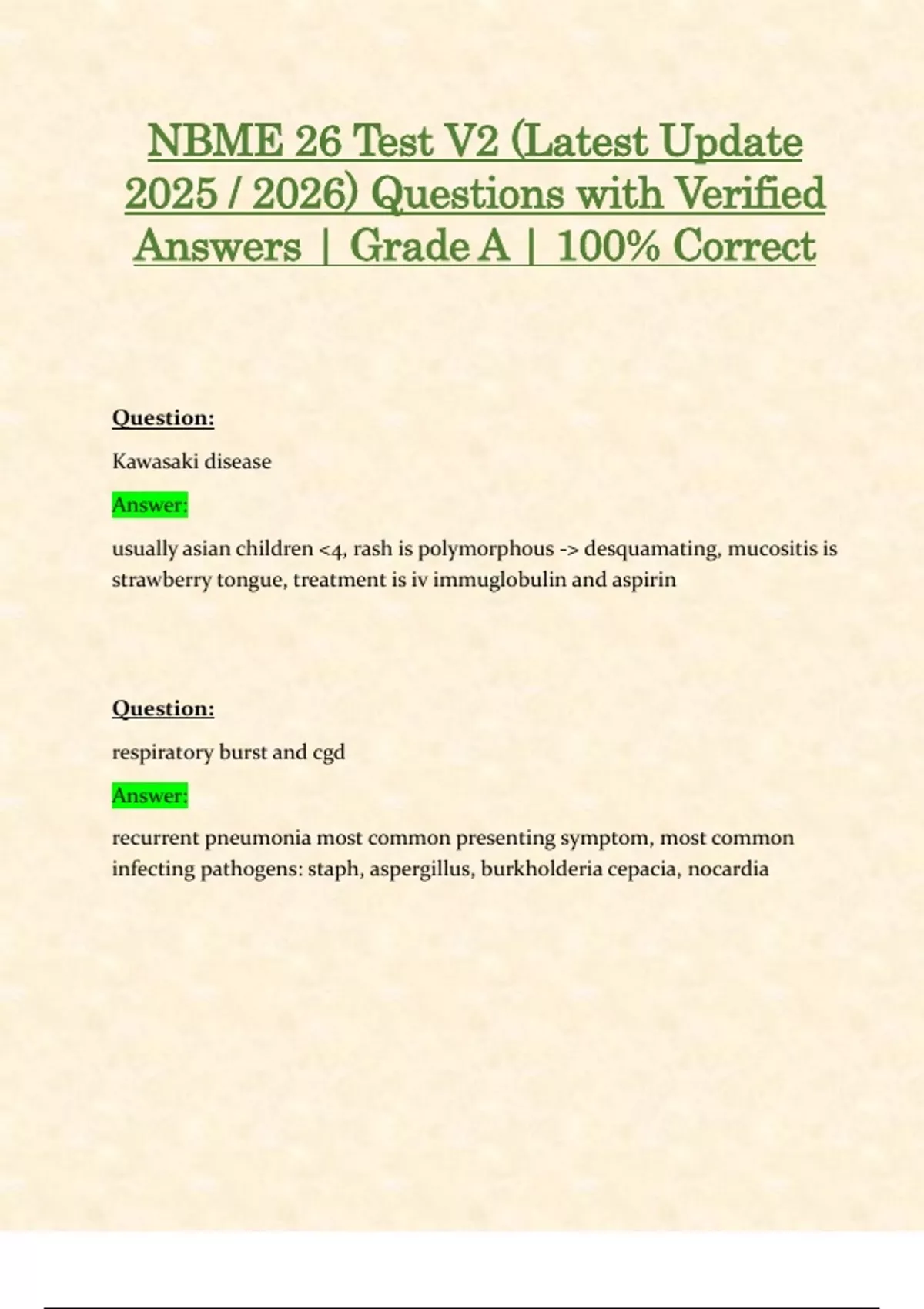 NBME 26 Test V2 (Latest Update 2025 / 2026) Questions with Verified ...