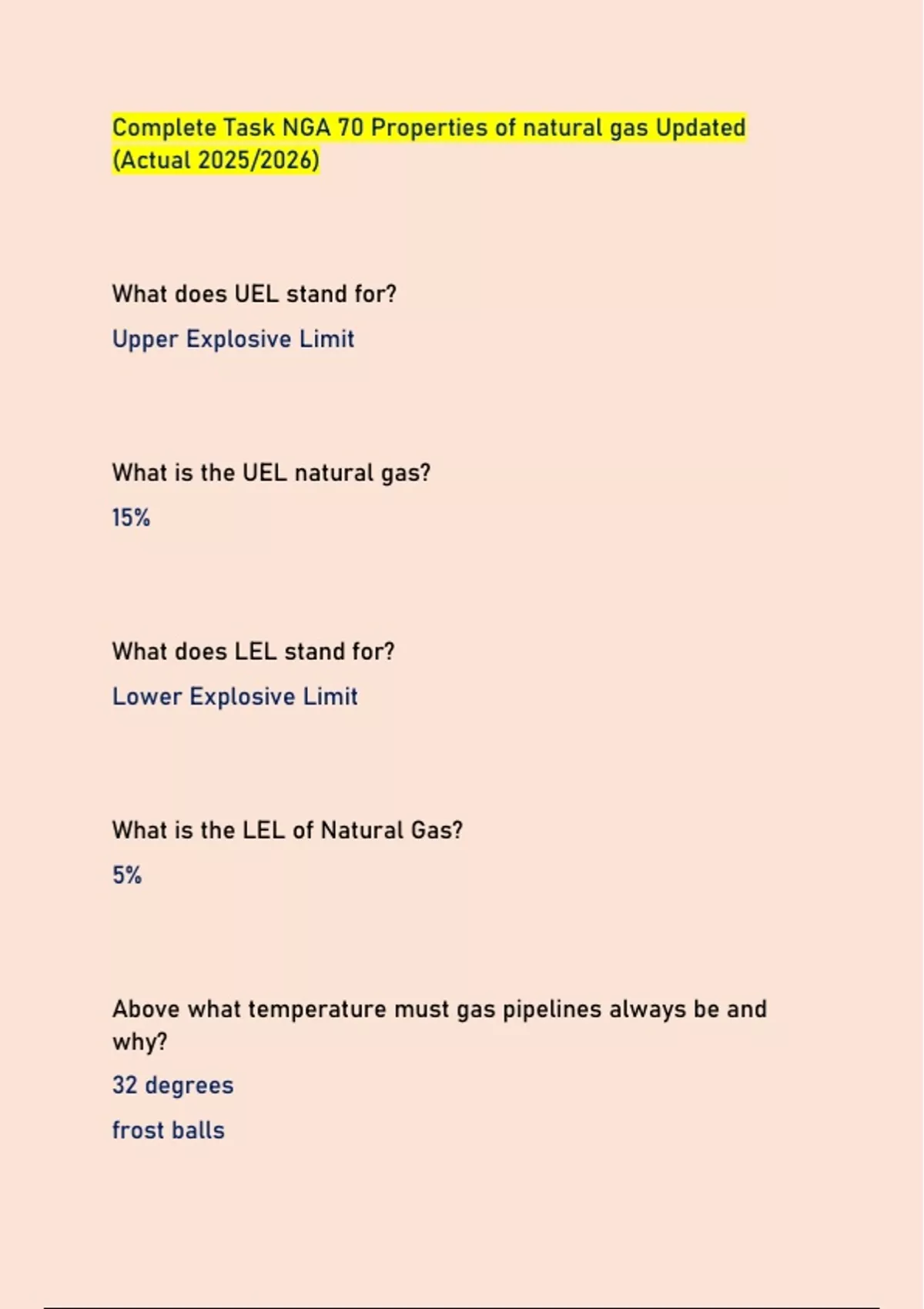 Complete Task NGA 70 Properties of natural gas Updated (Actual 2025/ ...