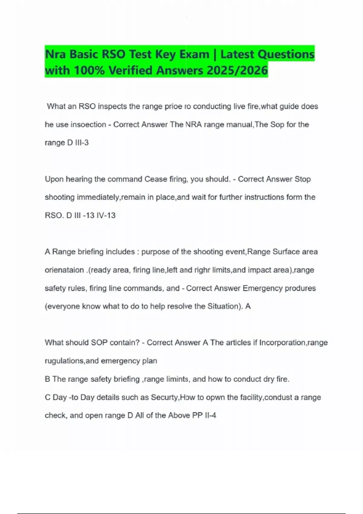 Nra Basic RSO Test Key Exam | Latest Questions with 100% Verified ...