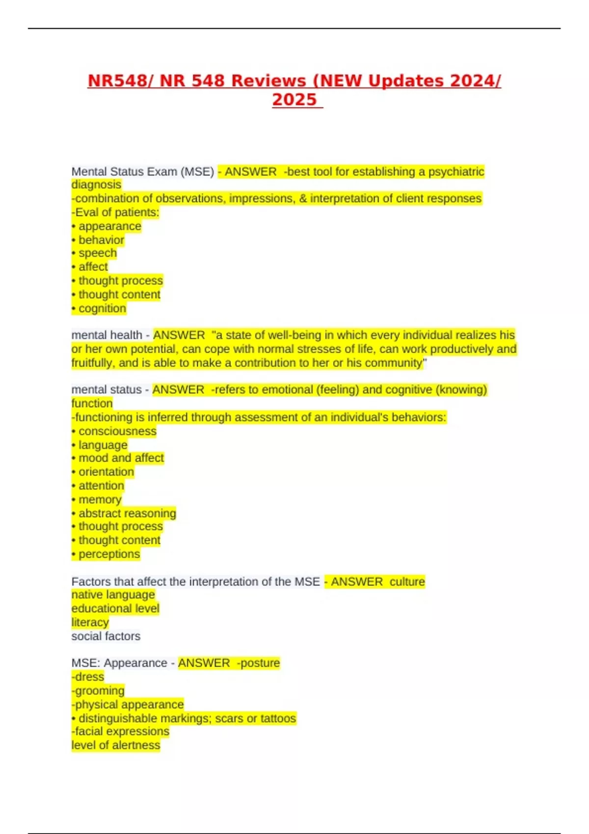 Exam Review: NR548 /NR 548 Questions and Verified Answers |100% Correct ...