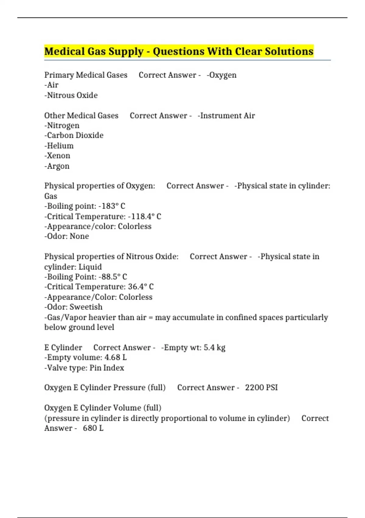 Medical Gas Supply - Questions With Clear Solutions - Medical Gas ...