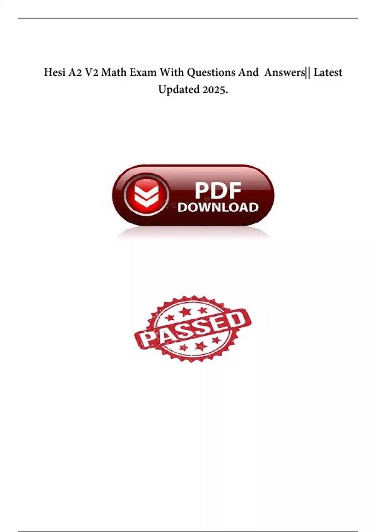 Hesi A2 V2 Math Exam With Questions And Answers|| Latest Updated 2025 ...