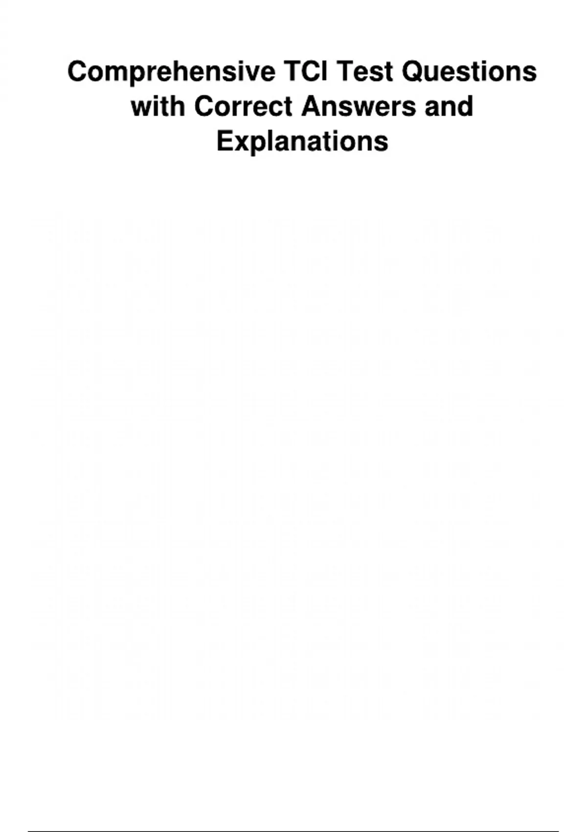 Comprehensive TCI Test Questions with Correct Answers and Explanations ...