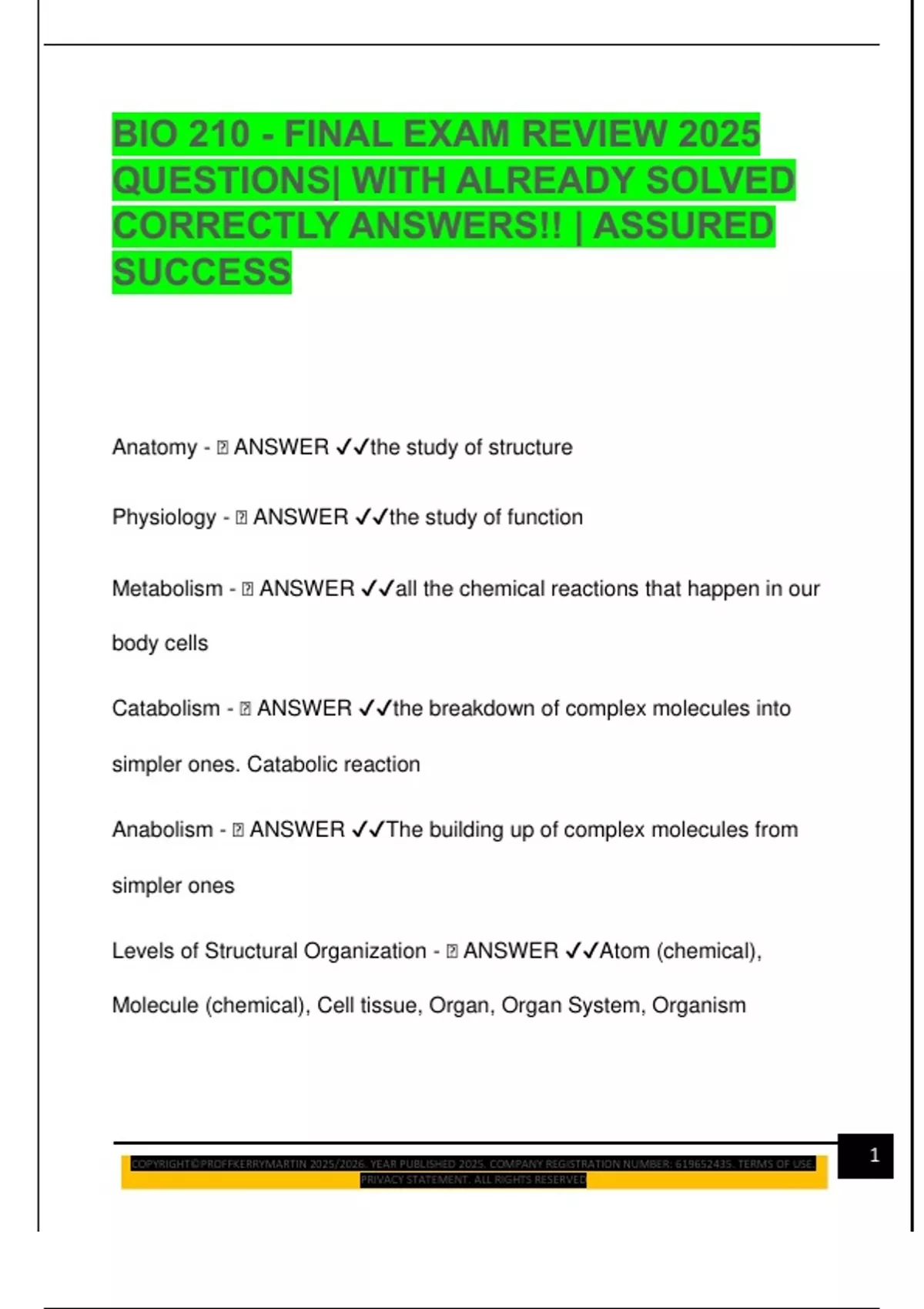 BIO 210 - FINAL EXAM REVIEW 2025 QUESTIONS| WITH ALREADY SOLVED ...