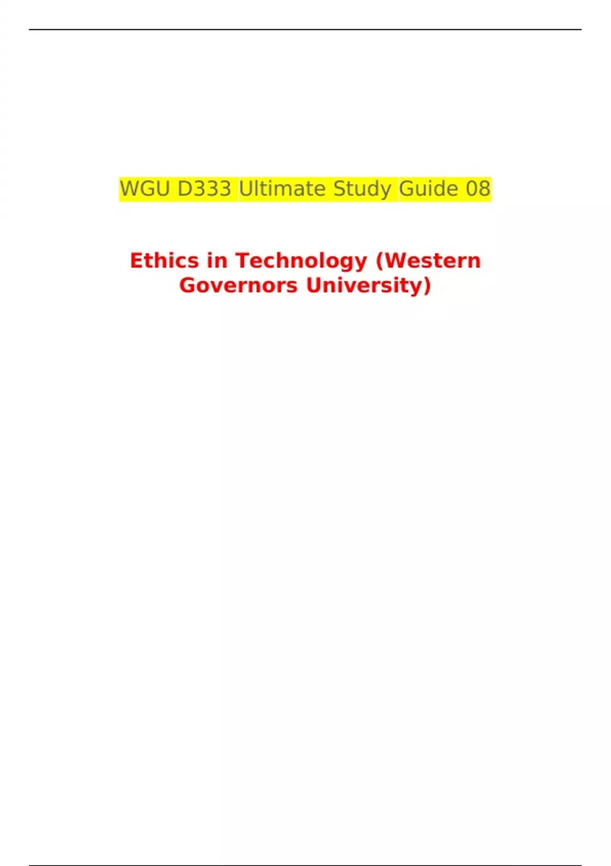 WGU D333 Ultimate Study Guide 08 Ethics in Technology (Western ...