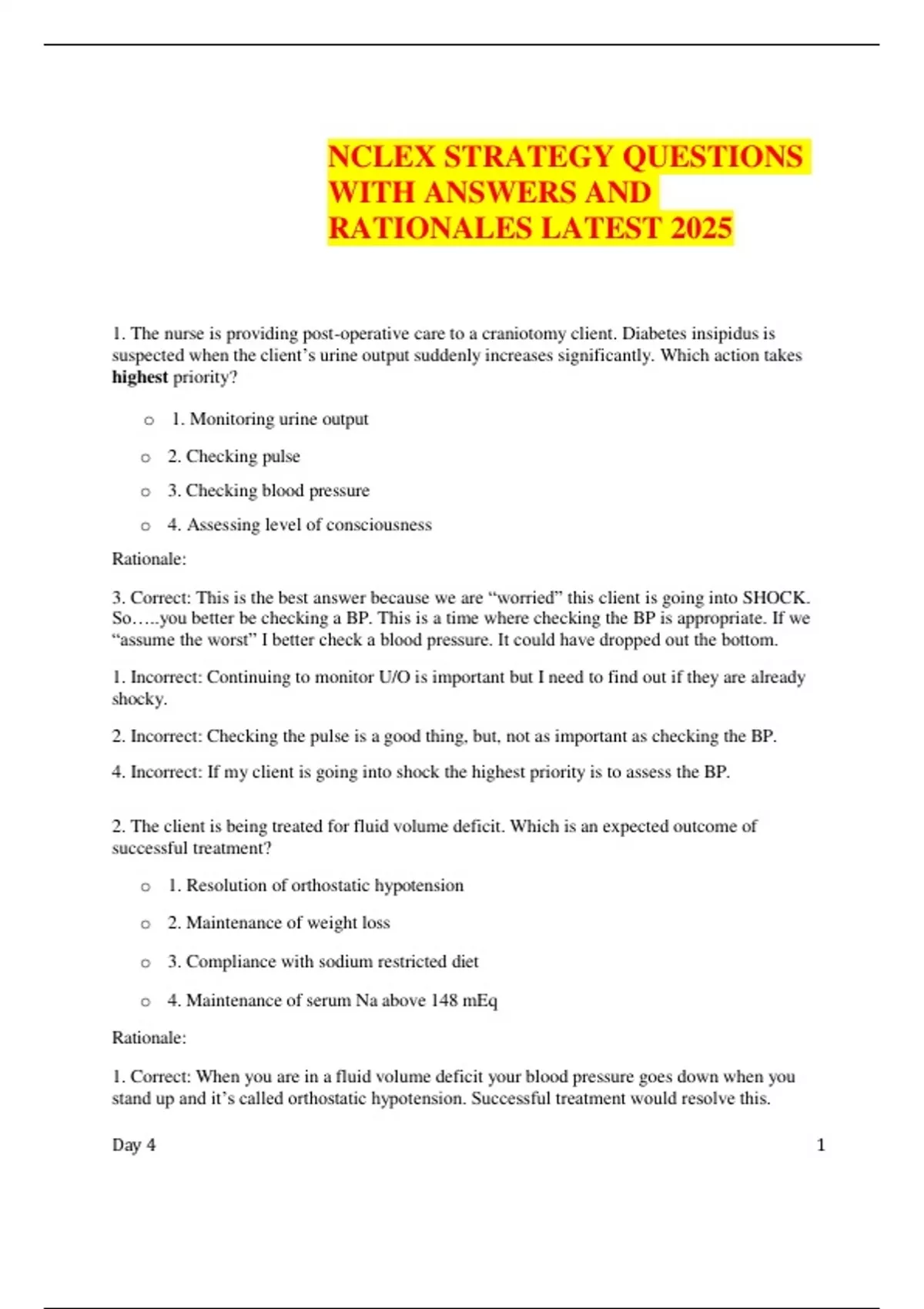 NCLEX STRATEGY QUESTIONS WITH ANSWERS AND RATIONALES LATEST 2025 ...