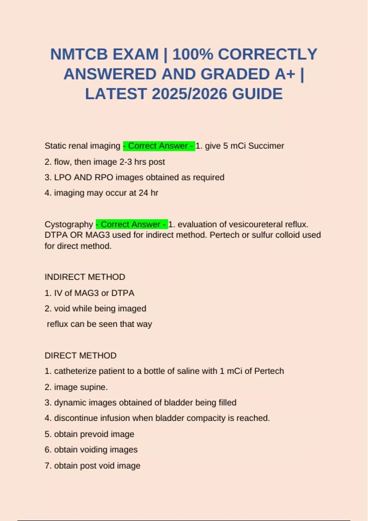 NMTCB EXAM | 100% CORRECTLY ANSWERED AND GRADED A+ | LATEST 2025/2026 ...