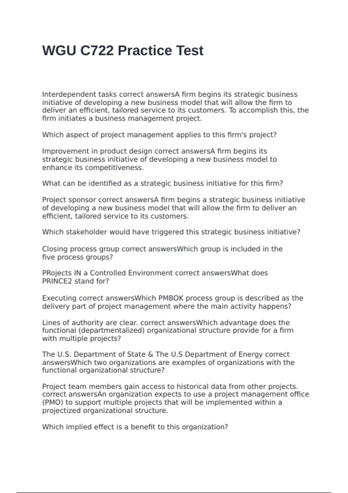 WGU C722 Practice exam with 100% correct answers 2025 - WGU C722 ...