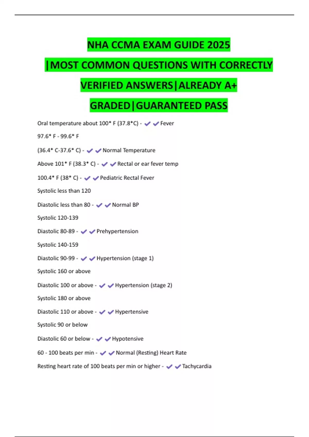 Certified Clinical Medical Assistant NHA CCMA EXAM GUIDE 2025 |MOST ...