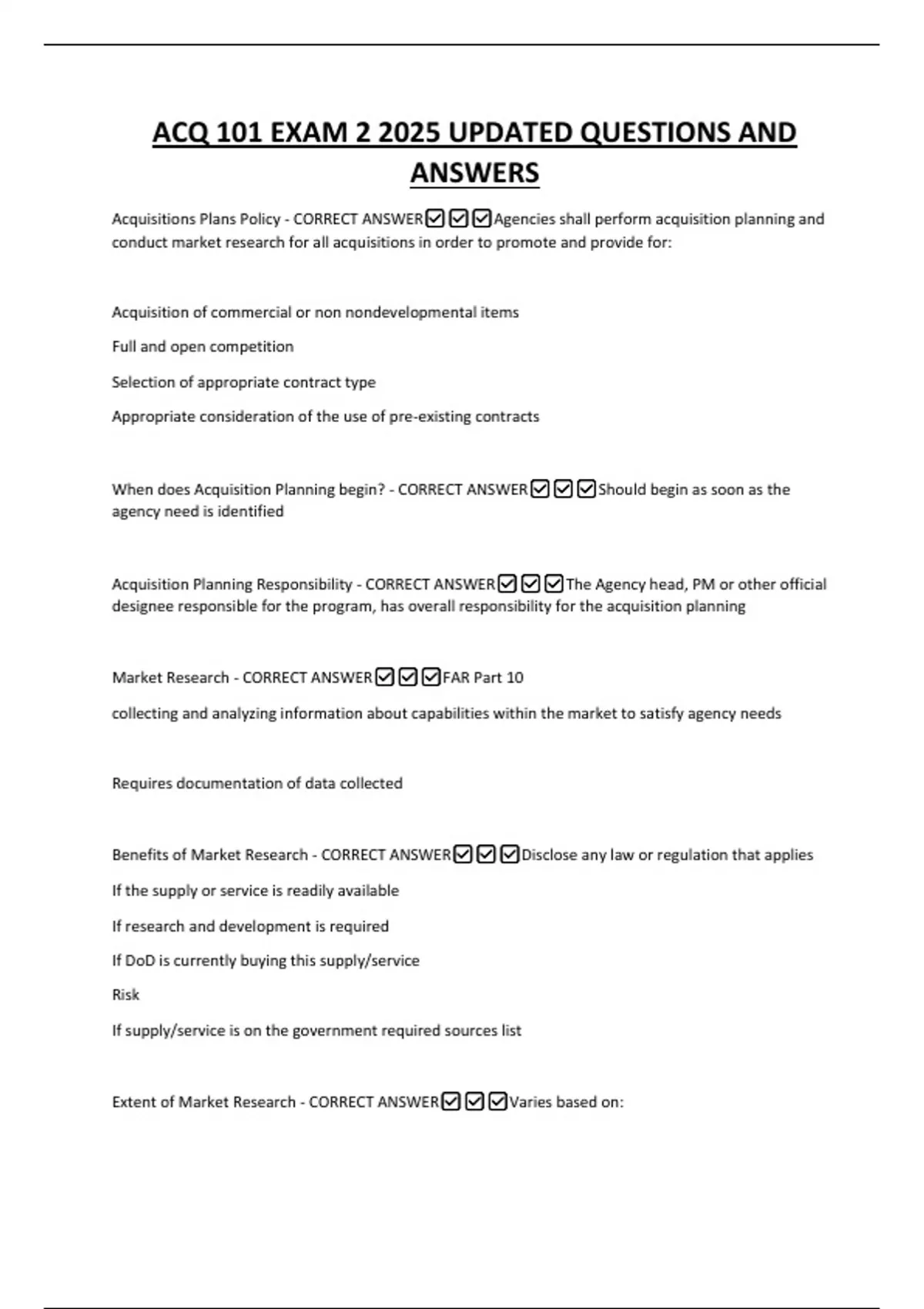 ACQ 101 EXAM 2 2025 UPDATED QUESTIONS AND ANSWERSACQ 101 EXAM 2 2025 UPDATED QUESTIONS AND ...
