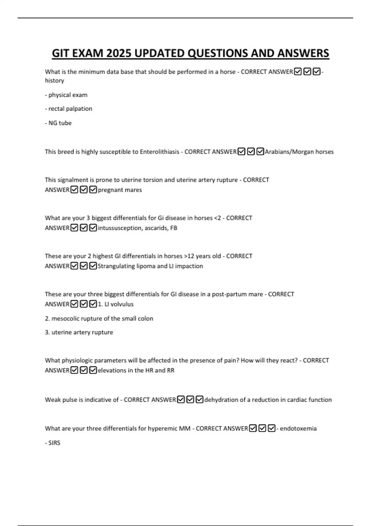 GIT EXAM 2025 UPDATED QUESTIONS AND ANSWERS - GIT - Stuvia US