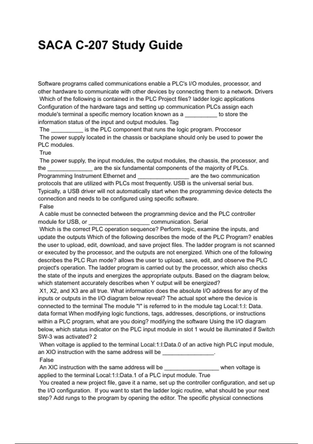 SACA C-207 Study Guide NEWEST 2025/2026 ACTUAL EXAM COMPLETE QUESTIONS ...