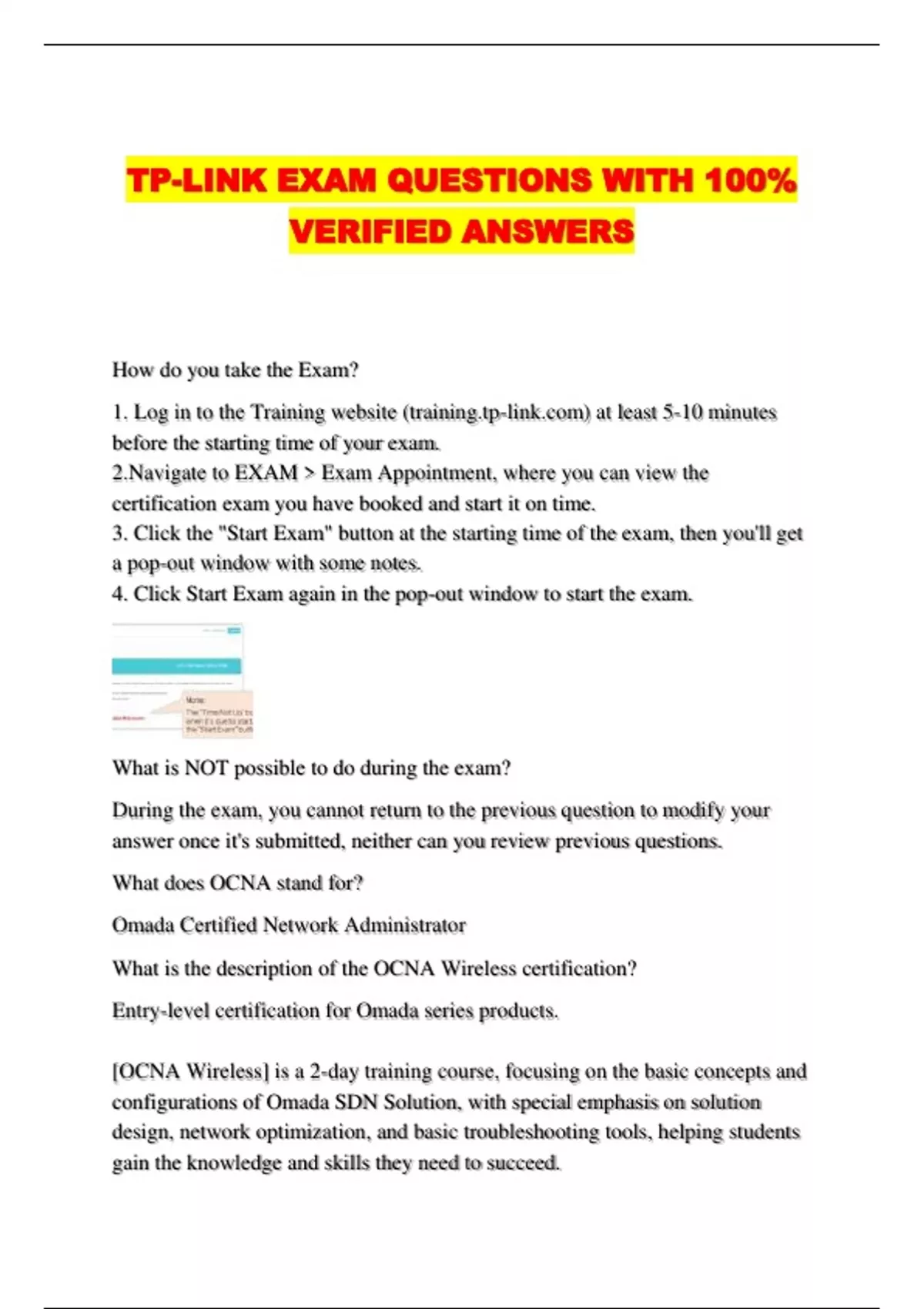 TP-LINK EXAM QUESTIONS WITH 100% VERIFIED ANSWERS - TP-LINK - Stuvia US