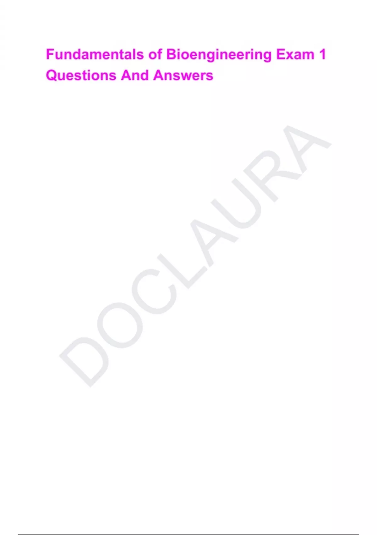 Fundamentals of Bioengineering Exam 1 Questions And Answers ...