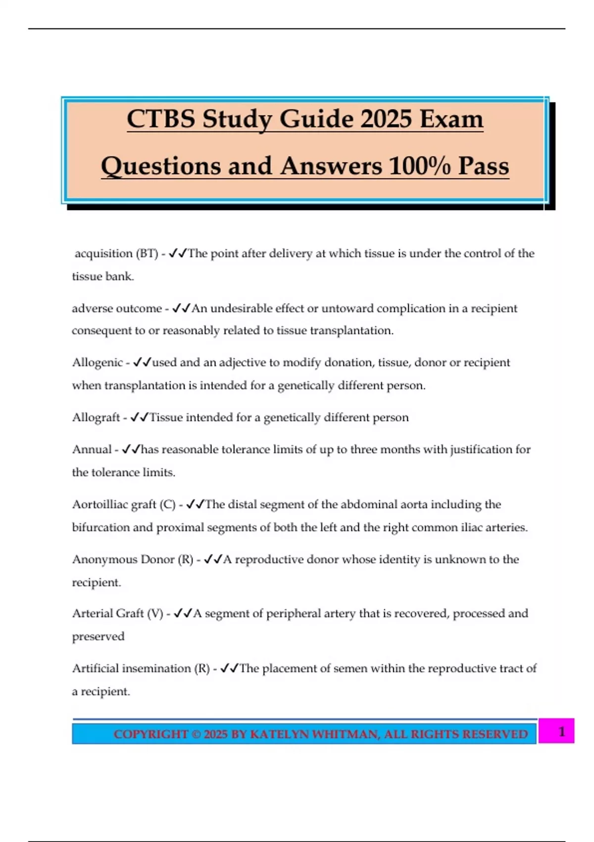 CTBS Study Guide 2025 Exam Questions and Answers 100% Pass - CTBS ...