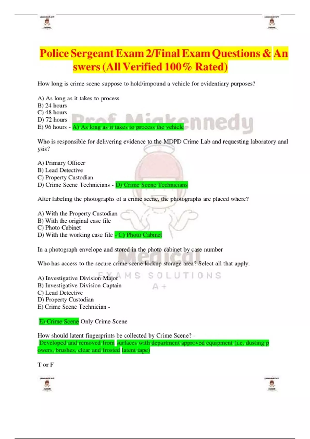 2025 POLICE SERGEANT EXAM PREP WITH 200 QUESTIONS AND CORRECT ANSWERS (100 CORRECT ANSWERS) NEW ...