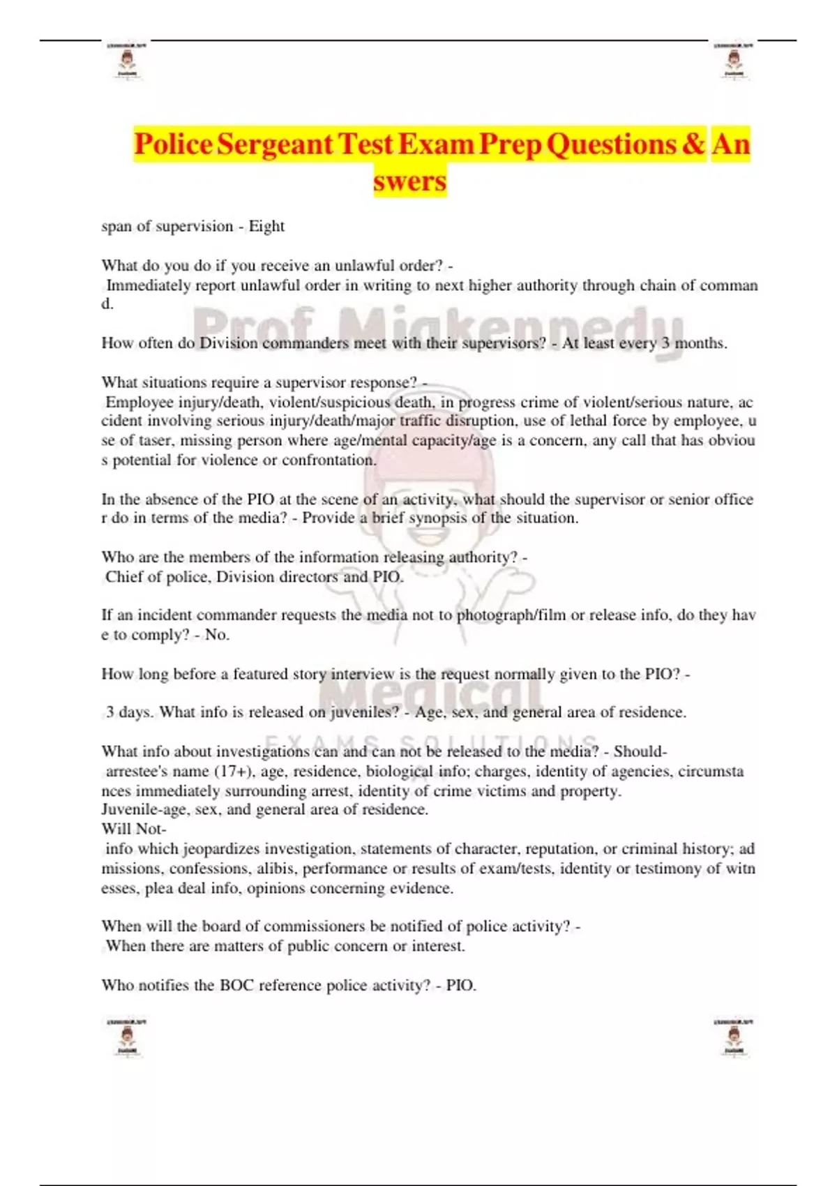 2025 POLICE SERGEANT EXAM PREP WITH 200 QUESTIONS AND CORRECT ANSWERS (100 CORRECT ANSWERS) NEW ...