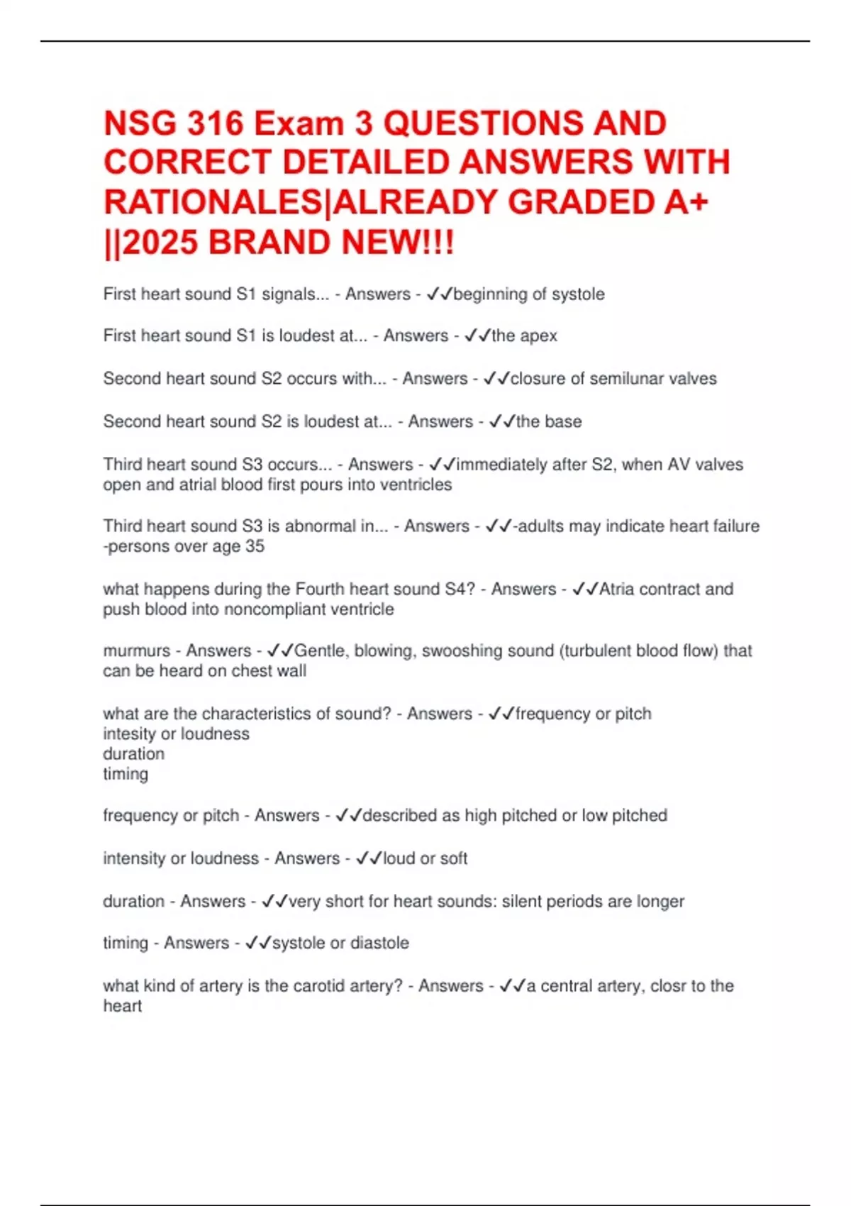 NSG 316 Exam 3 QUESTIONS AND CORRECT DETAILED ANSWERS WITH RATIONALES ...