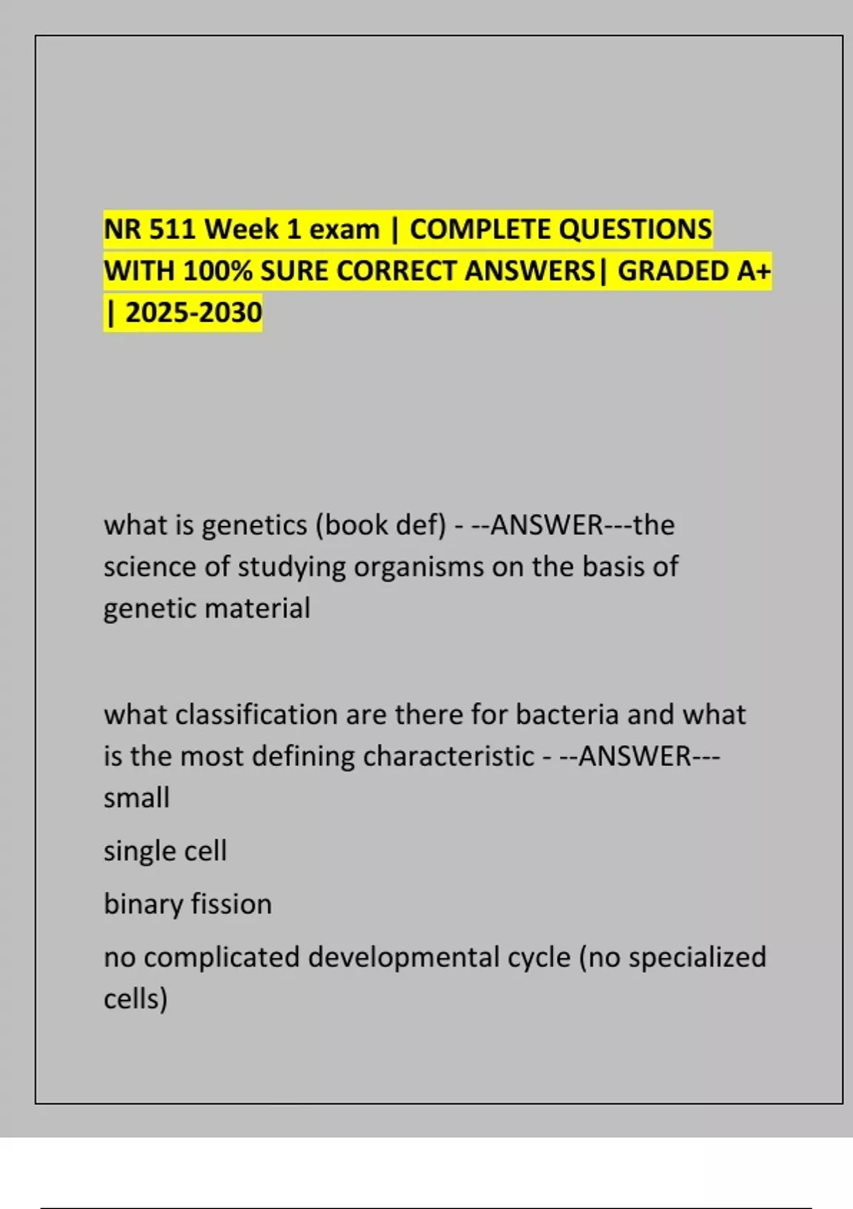 NR 511 Week 1 exam | COMPLETE QUESTIONS WITH 100% SURE CORRECT ANSWERS ...