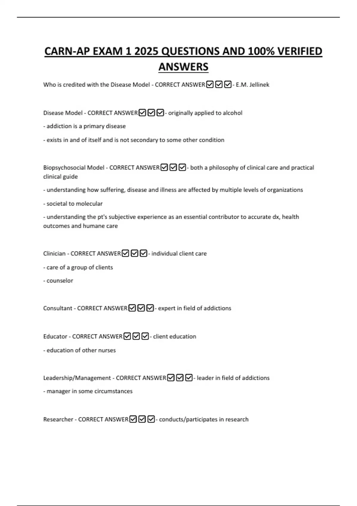 CARN-AP EXAM 1 2025 QUESTIONS AND 100- VERIFIED ANSWERS - CARN-AP ...