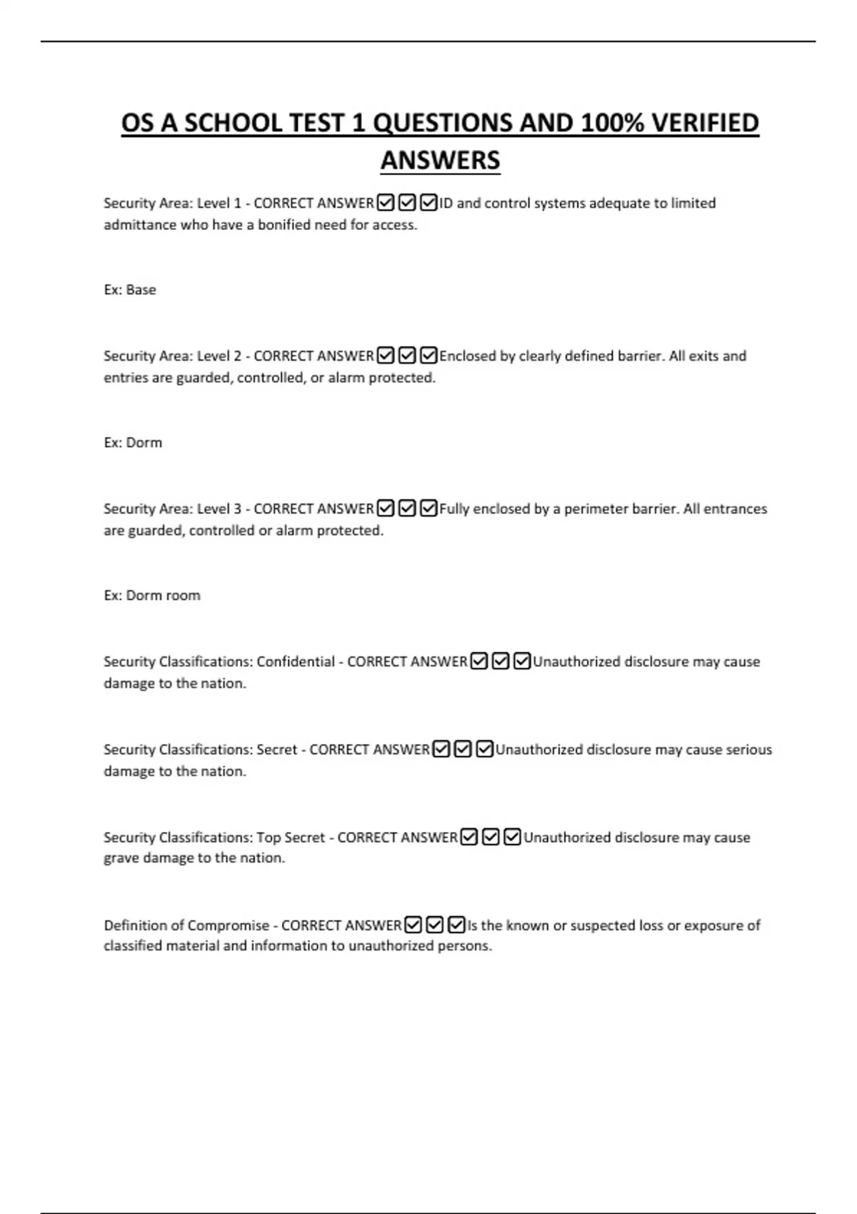 OS A SCHOOL TEST 1 QUESTIONS AND 100- VERIFIED ANSWERS - OS A SCHOOL ...