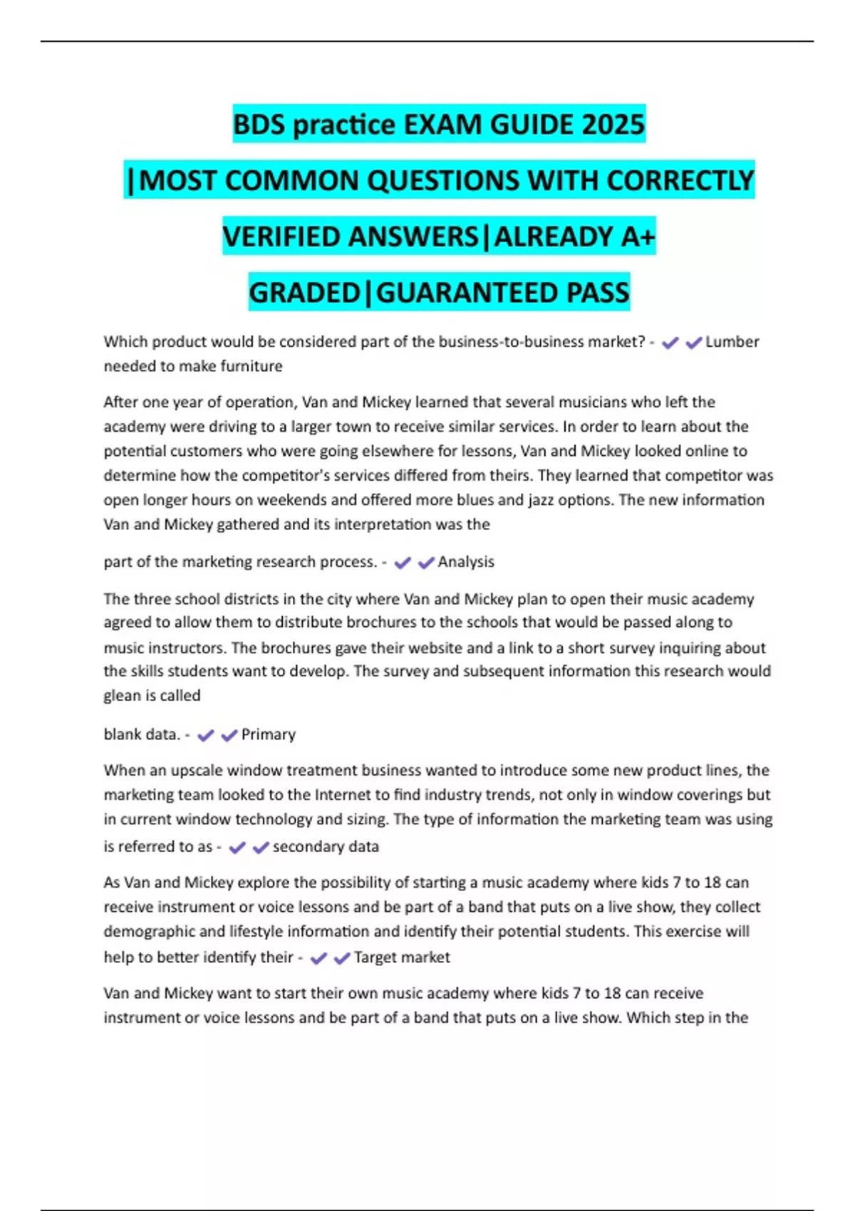 BDS practice EXAM GUIDE 2025 |MOST COMMON QUESTIONS WITH CORRECTLY ...