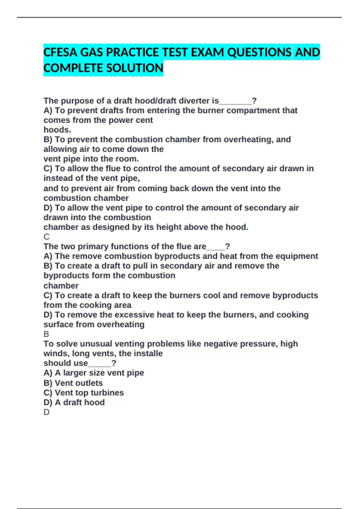 BUNDLED CFESA GAS EXAM QUESTIONS AND COMPLETE SOLUTION - Stuvia US