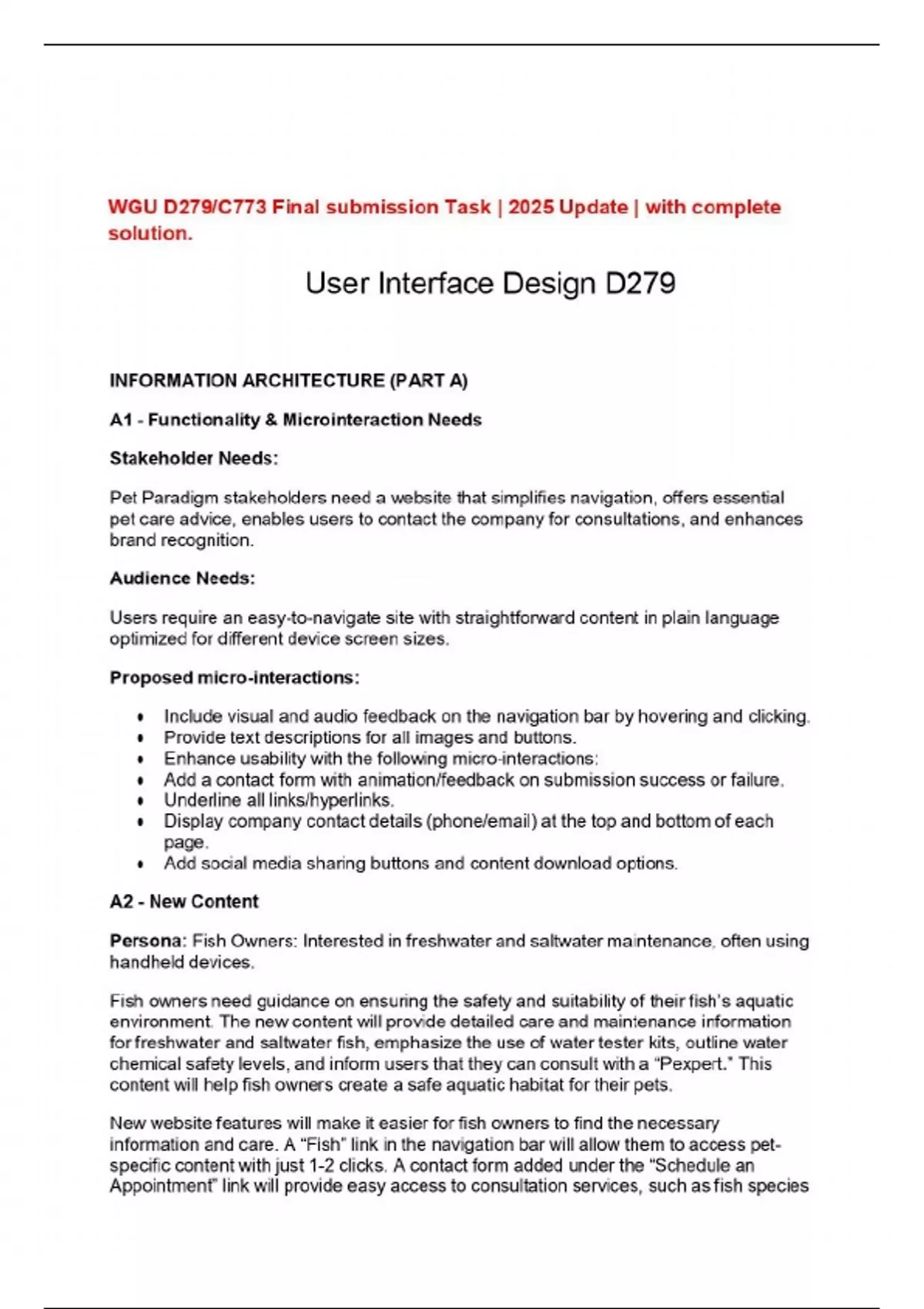 WGU D279/C773 Final submission Task | 2025 Update | with complete ...