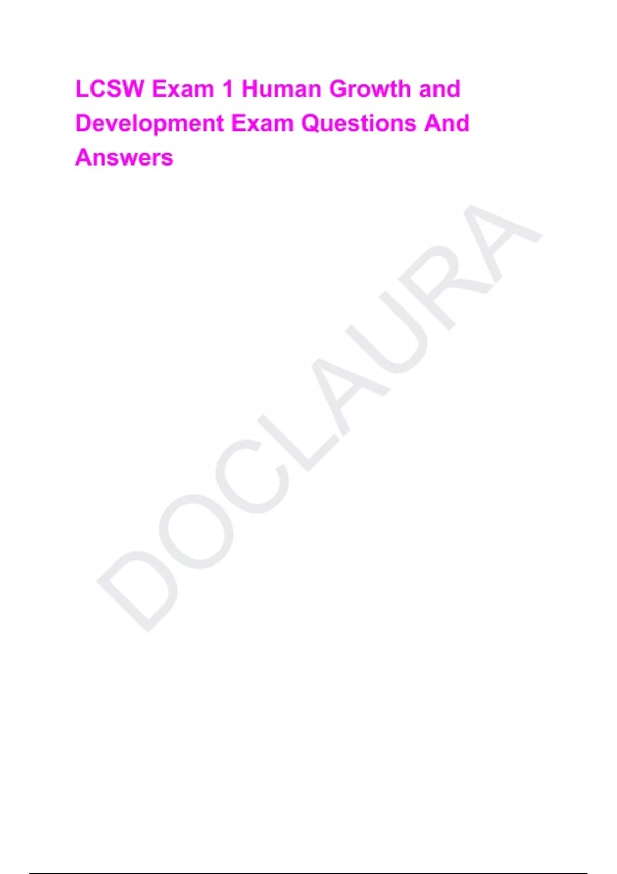 LCSW Exam 1 Human Growth and Development Exam Questions And Answers ...