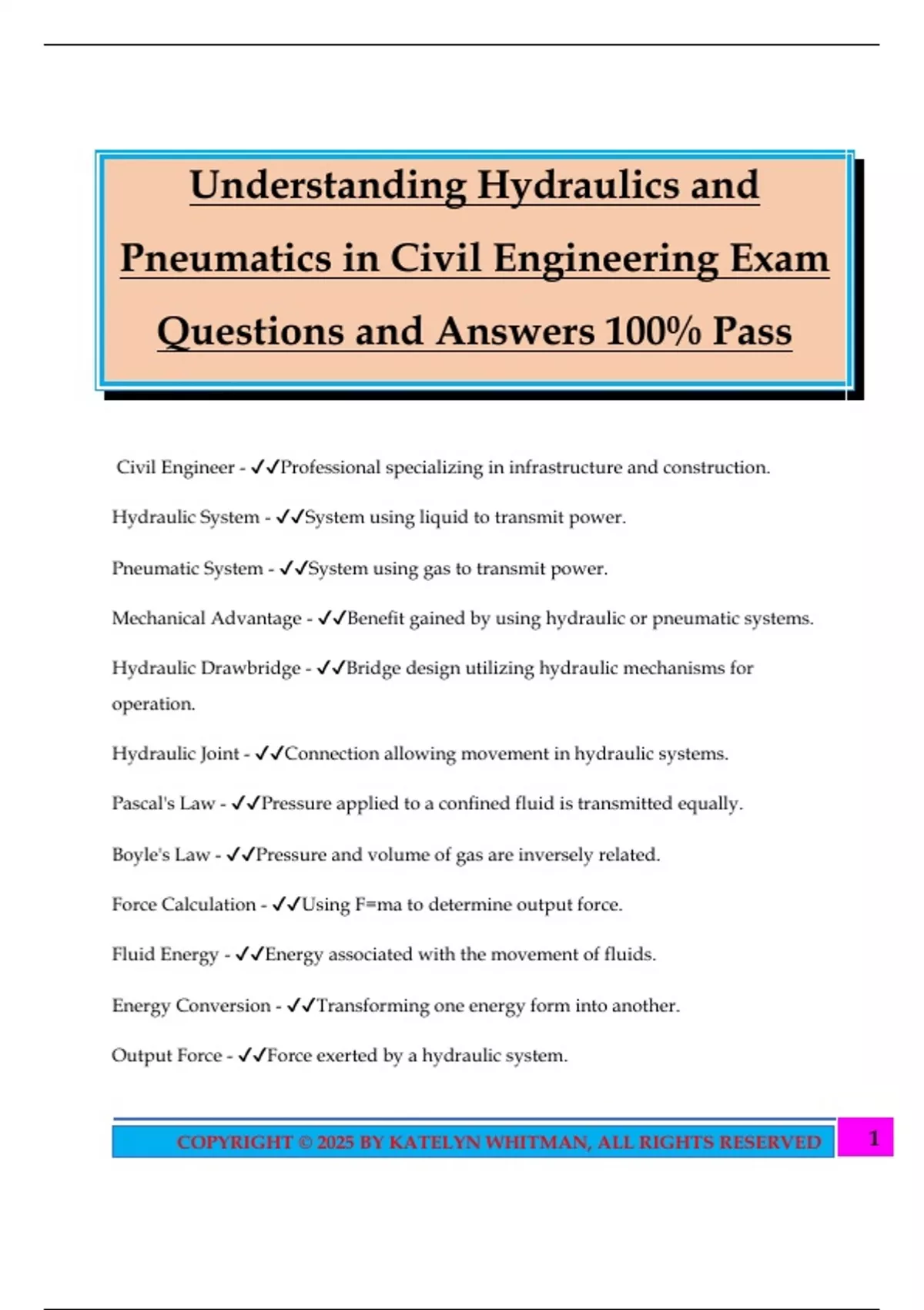 Understanding Hydraulics and Pneumatics in Civil Engineering Exam ...