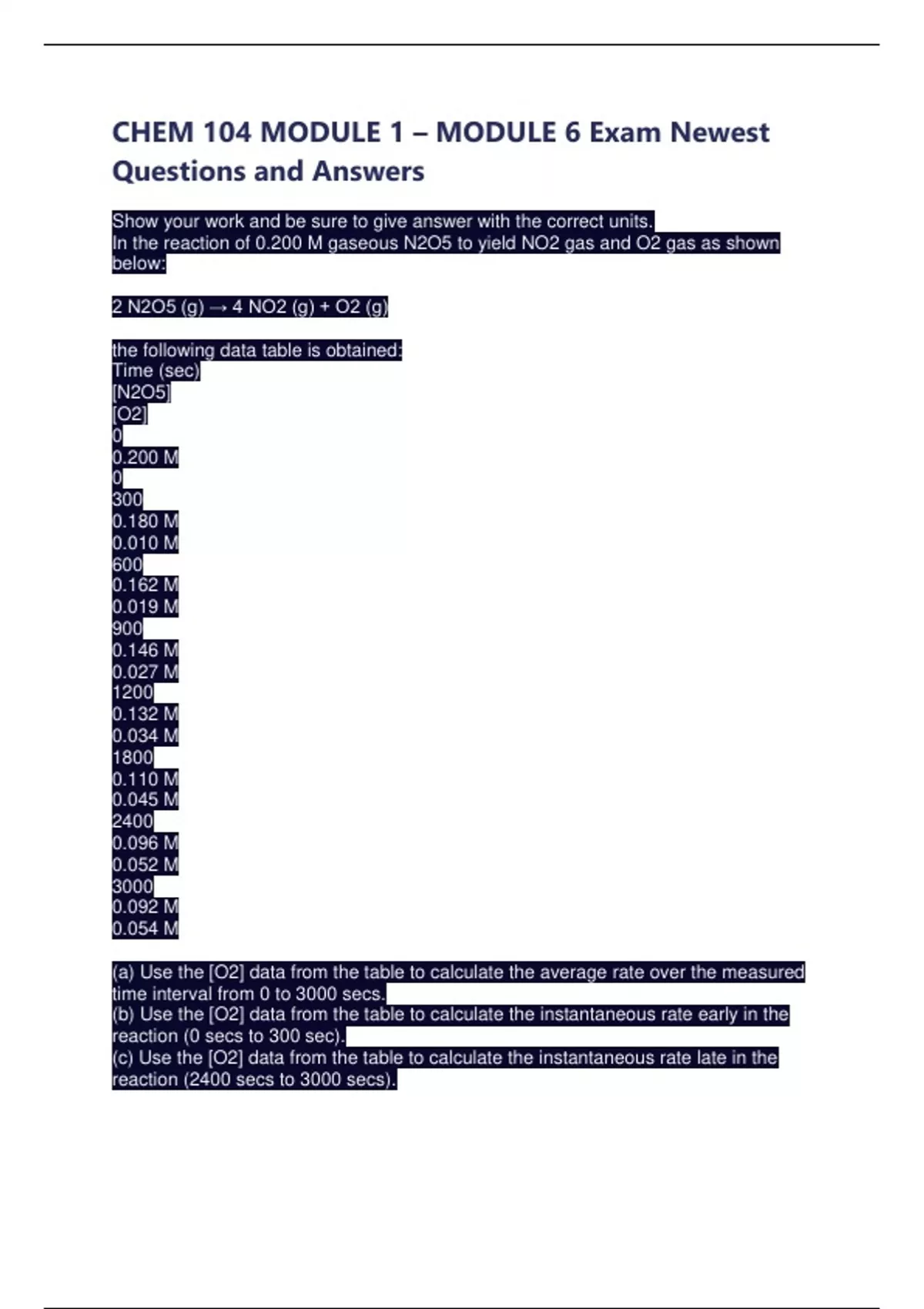 CHEM 104 MODULE 1 – MODULE 6 Exam Newest Questions and Answers - Chemistry - Stuvia US