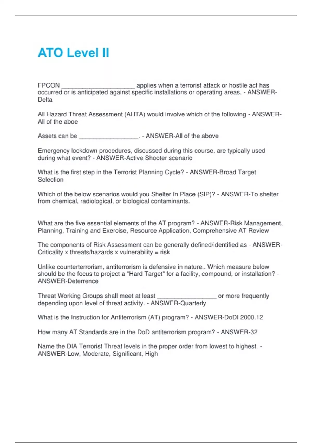 ATO Level II 2025 Questions with Correct Answers| New Version with ...