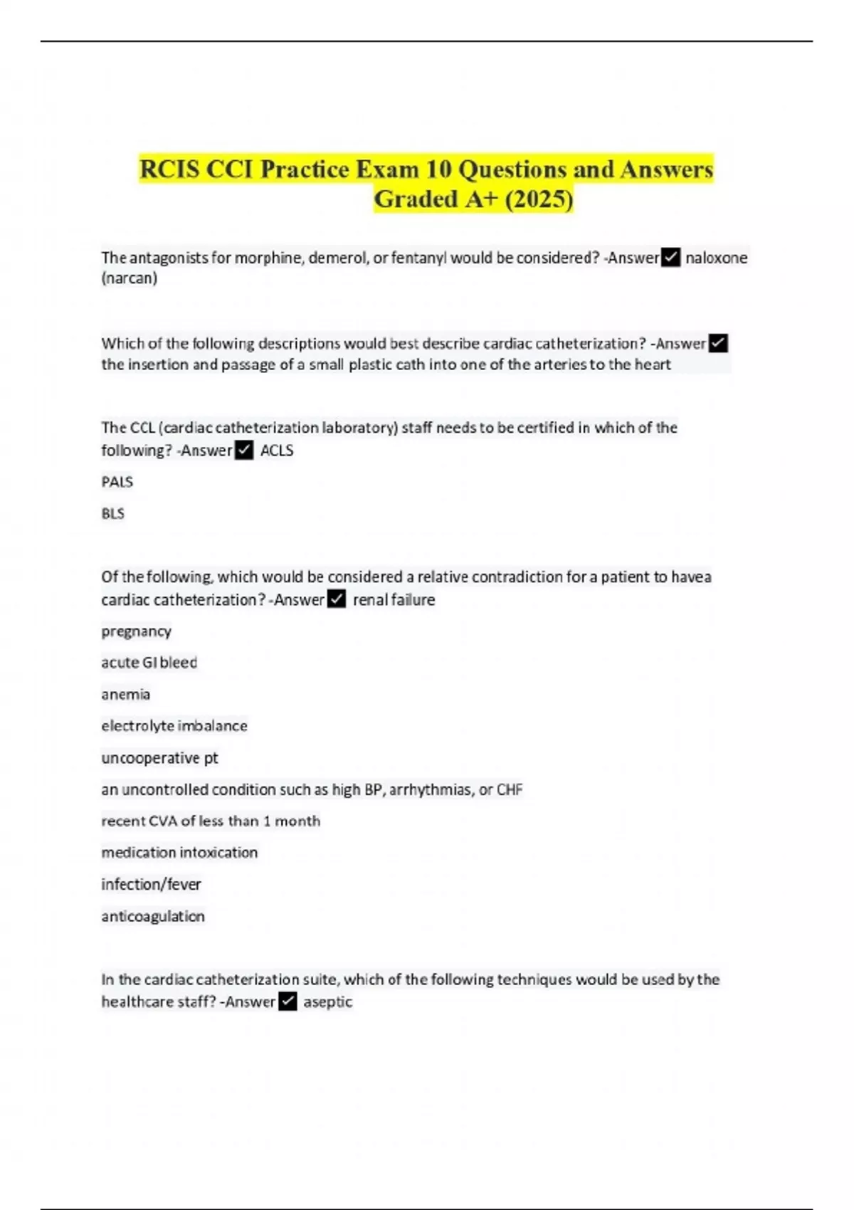 RCIS CCI Practice Exam 10 Questions and Answers Graded A+ (2025) - RCIS CCI - Stuvia US