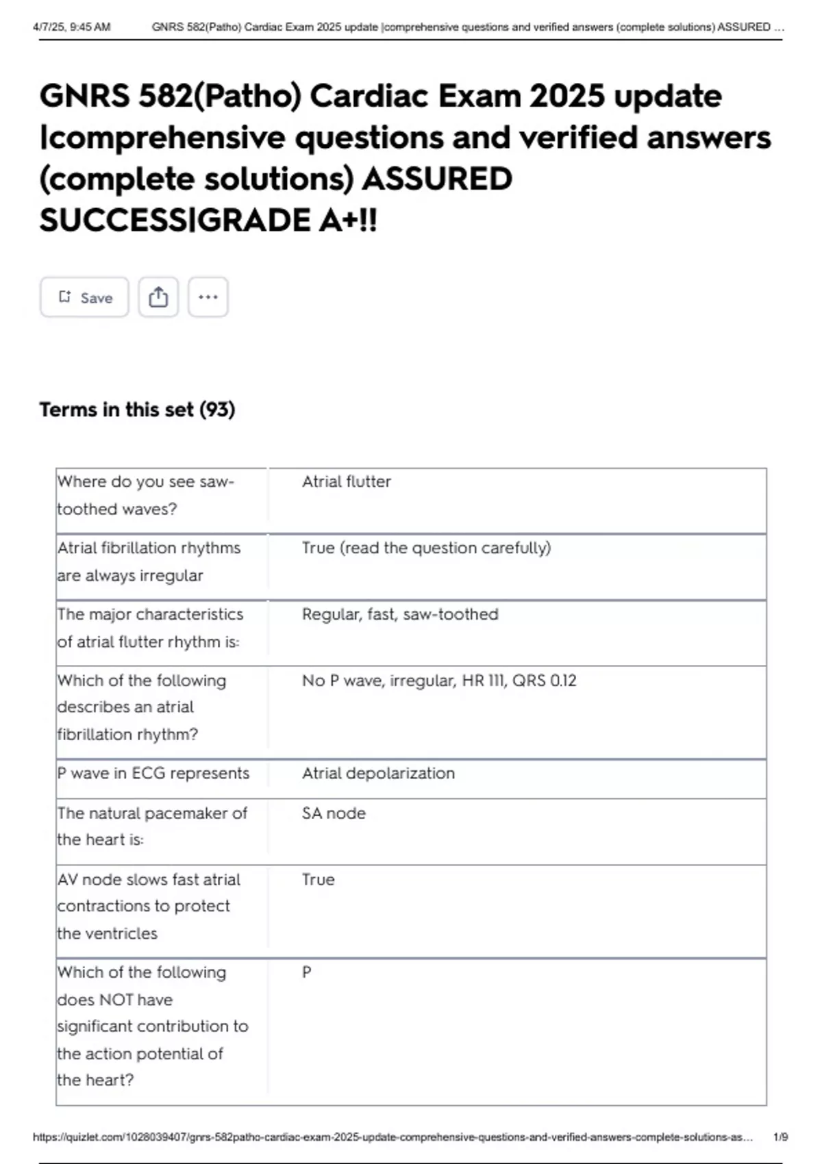 GNRS 582(Patho) Cardiac Exam 2025 update |comprehensive questions and ...