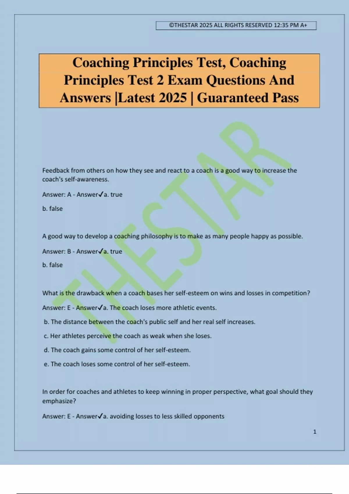 Coaching Principles Test, Coaching Principles Test 2 Exam Questions And ...