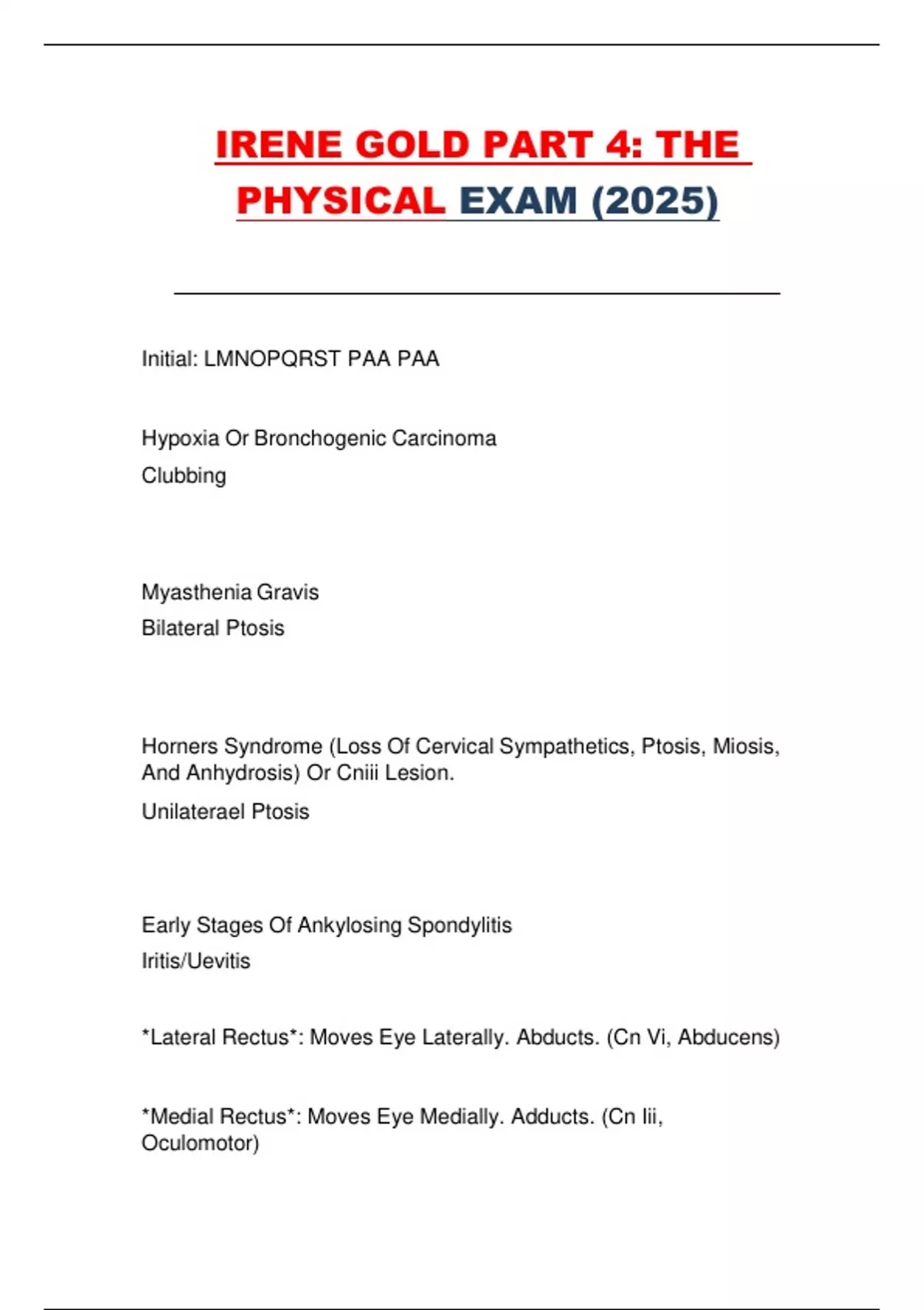 IRENE GOLD PART 4: THE PHYSICAL EXAM (2025) - IRENE GOLD - Stuvia US